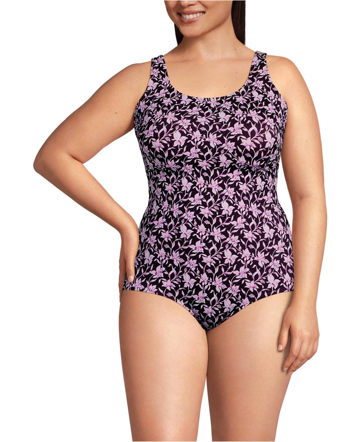 Click here for Lands End Plus Size Tugless Low Leg One Piece Swim... prices