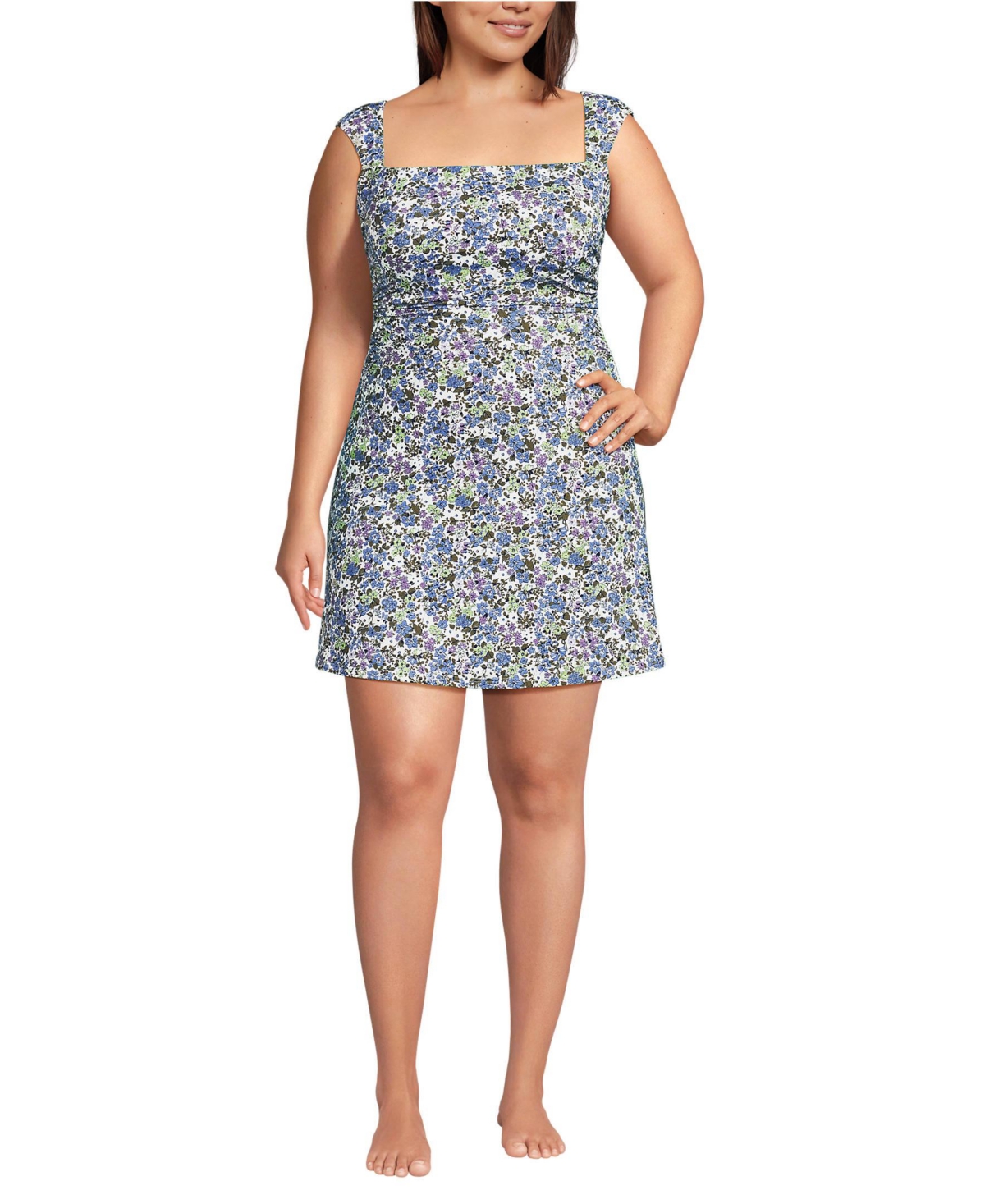 Click here for Lands End Womens New Smoothing Square Neck Ruched... prices