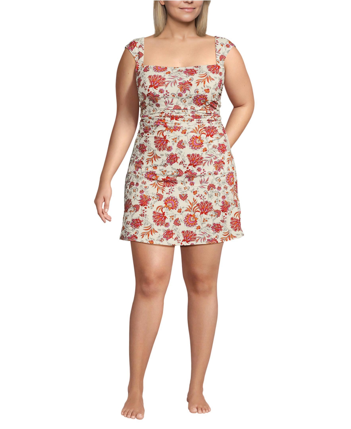 Click here for Lands End Plus Size New Smoothing Square Neck Ruch... prices