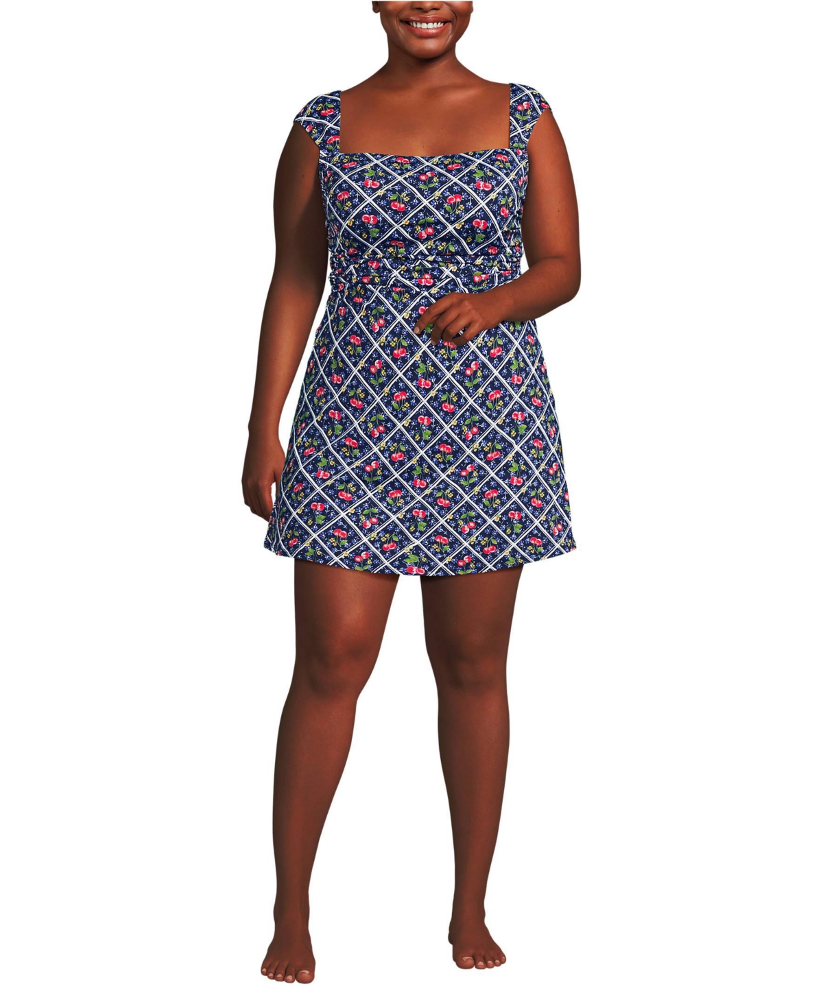 Click here for Lands End Plus Size New Smoothing Square Neck Ruch... prices