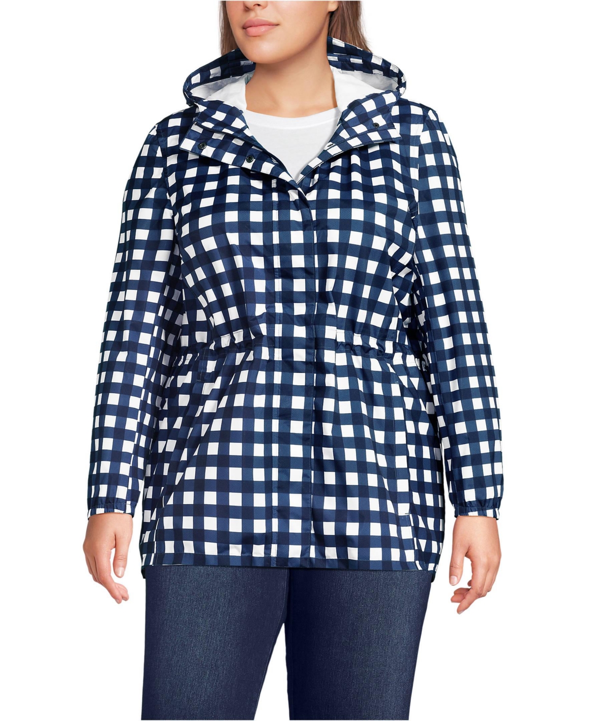 Click here for Lands End Plus Size Print Waterproof Hooded Packab... prices