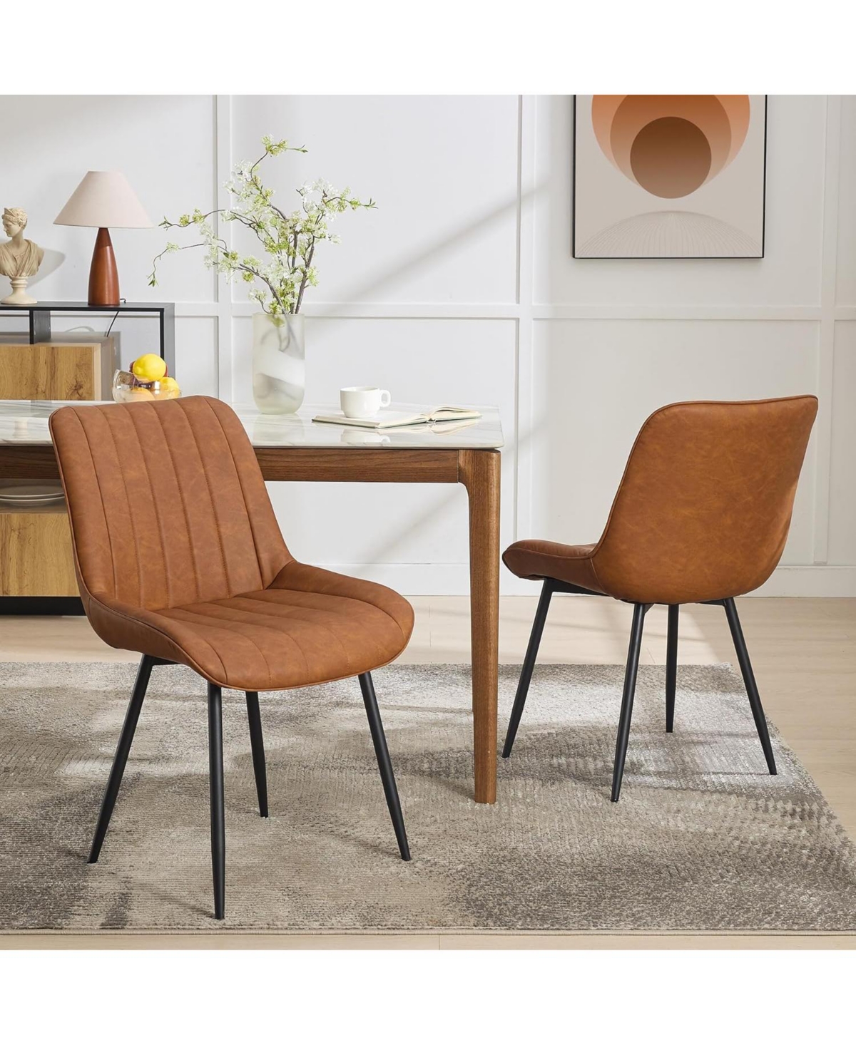 Click here for gaomon Set of 2 Upholstered Dining Chairs - Brown prices
