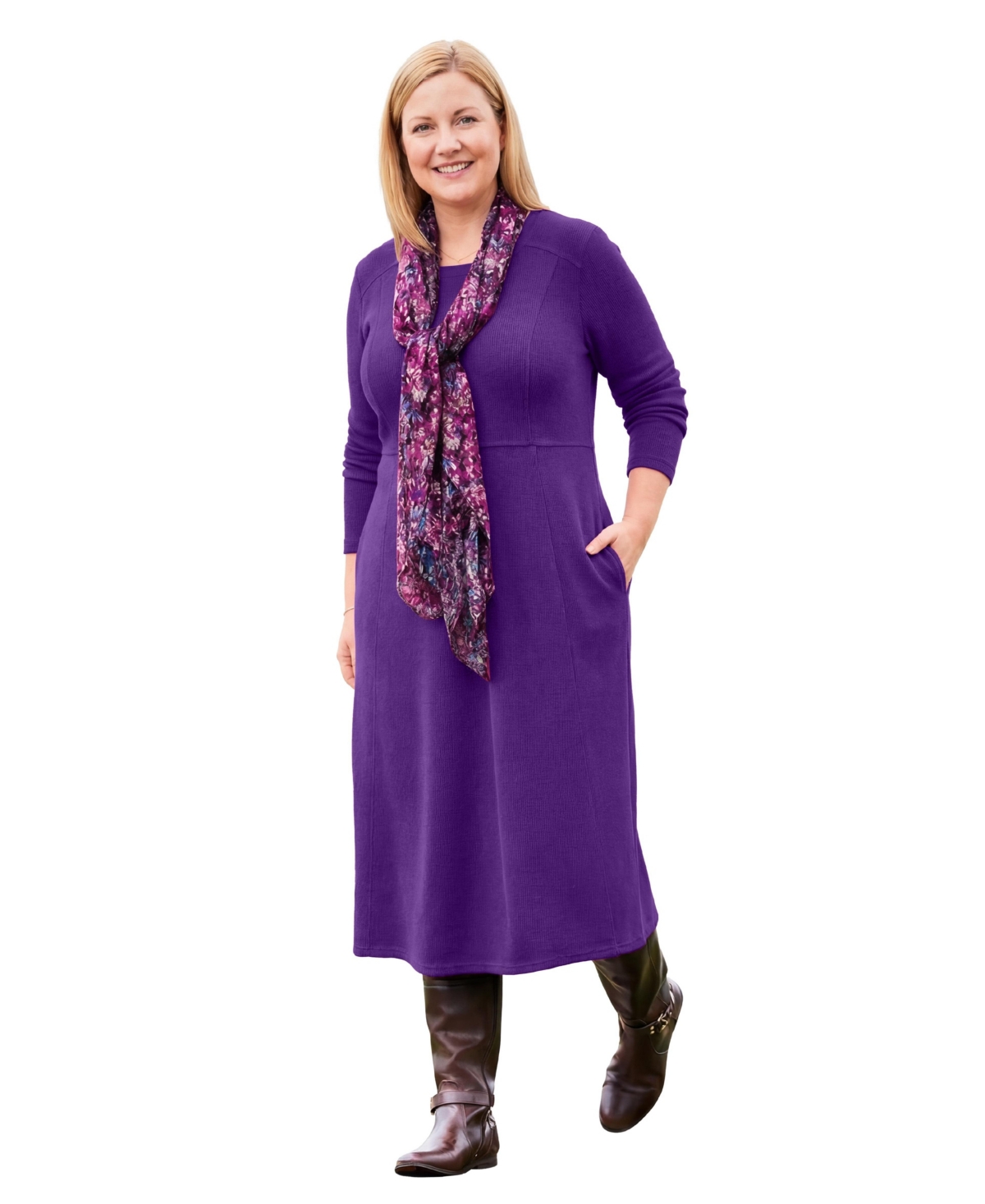 Click here for Woman Within Plus Size Petite Thermal Knit A-Line... prices