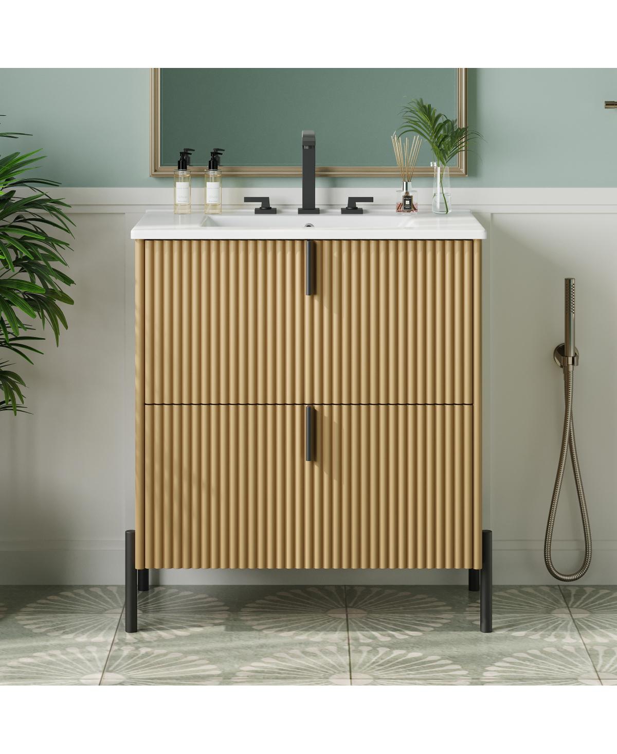 Click here for Sillysis Bathroom Vanity with Sink  Modern Fluted... prices