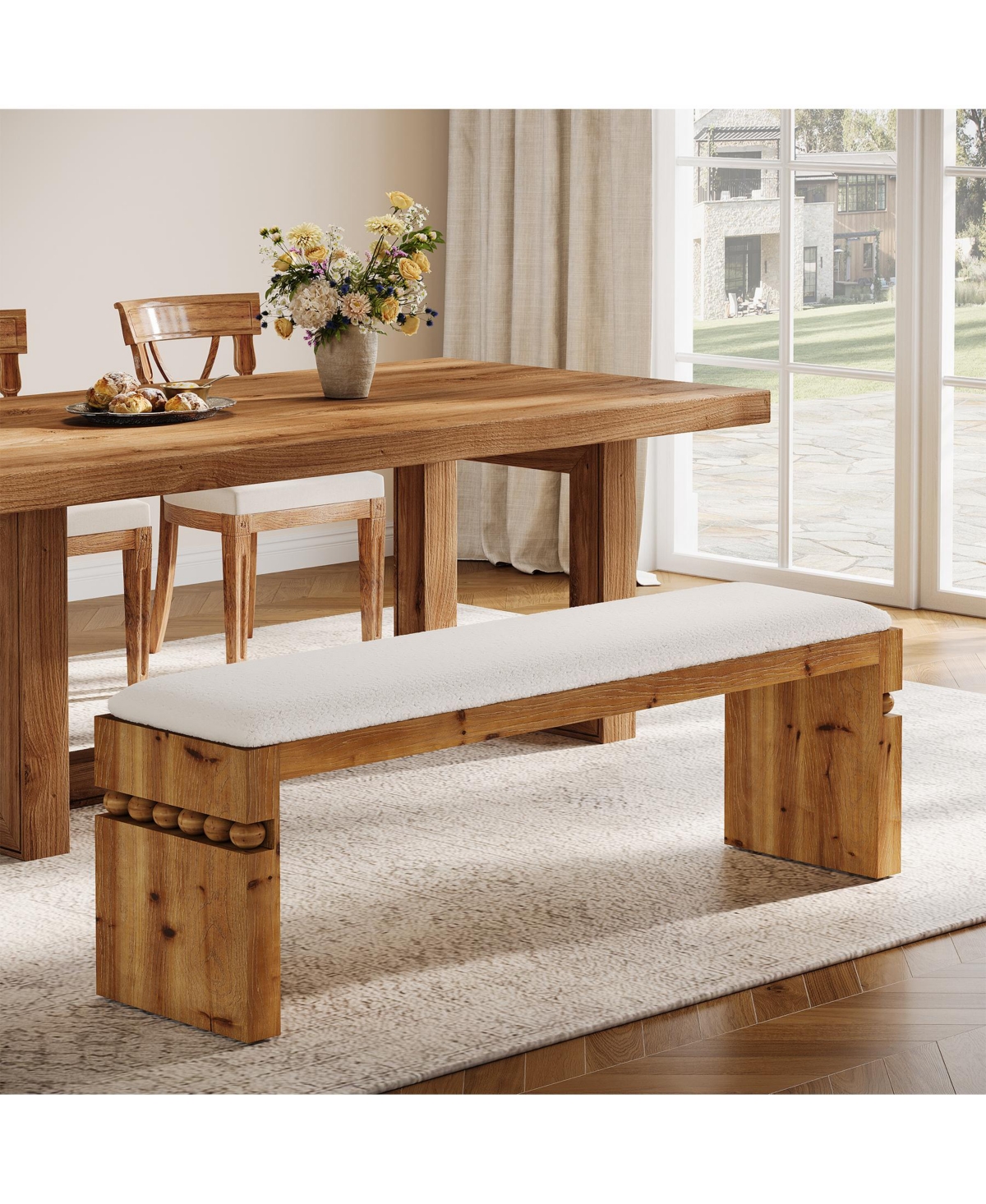 Click here for Tribesigns 55.1 Wide Upholstered Bench  Solid Wood... prices