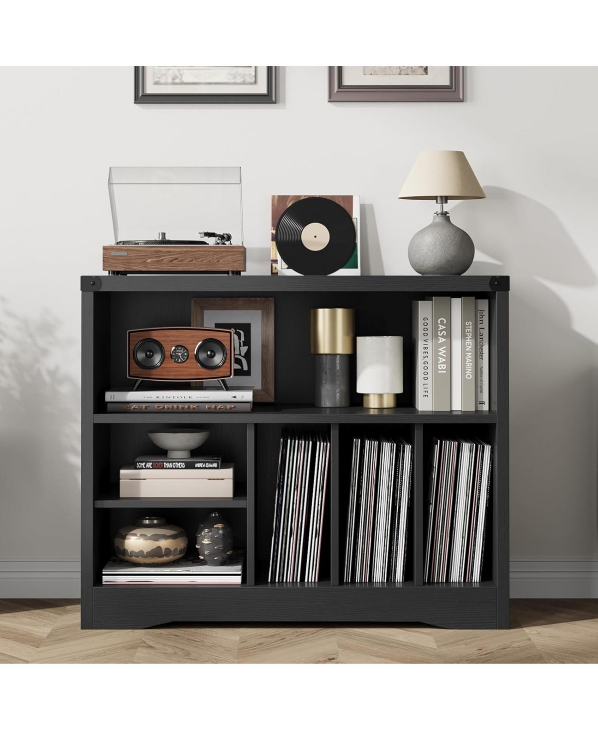 Click here for gaomon Modern Record Player Stand with 6 Vinyl Sto... prices