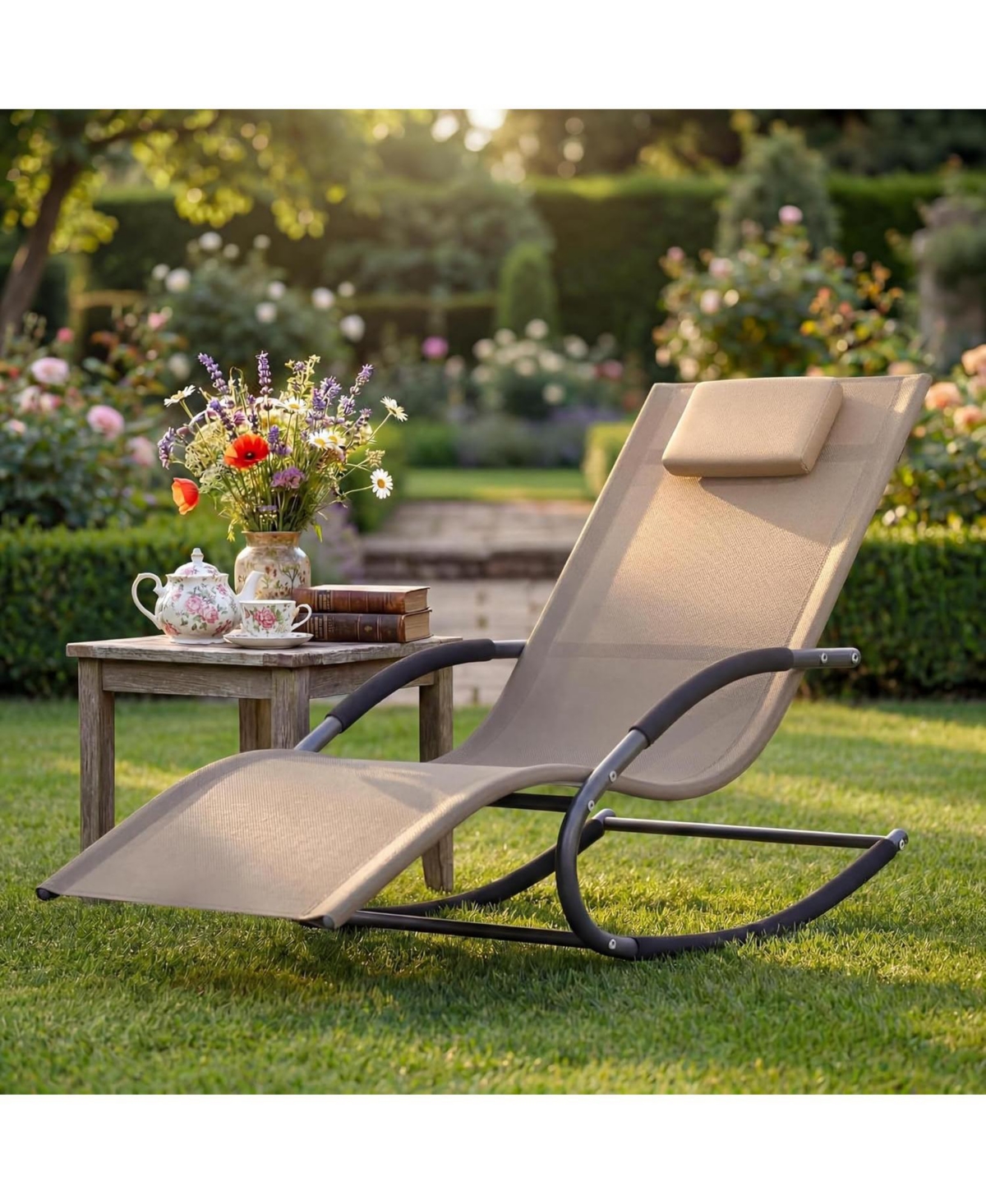 Click here for gaomon Adjustable Patio Chaise Lounge with Pillow... prices