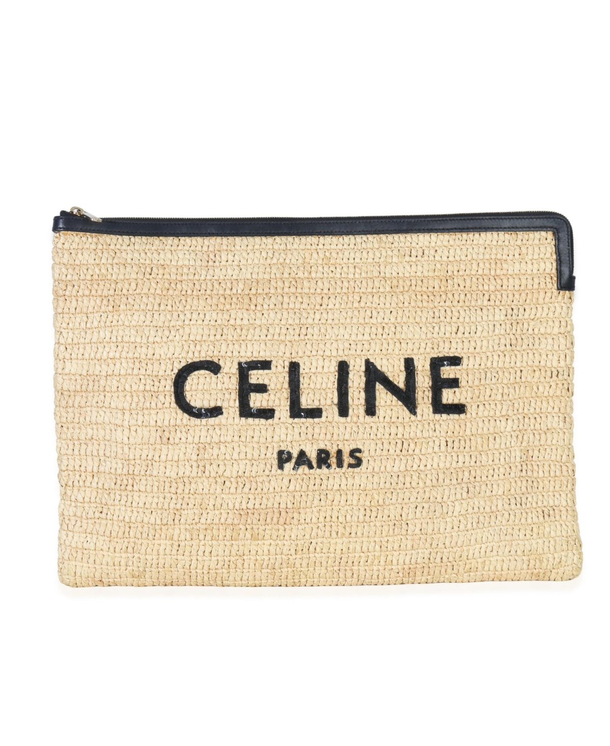 Click here for Pre-Owned Celine Beige Raffia Sequin Logo Clutch -... prices