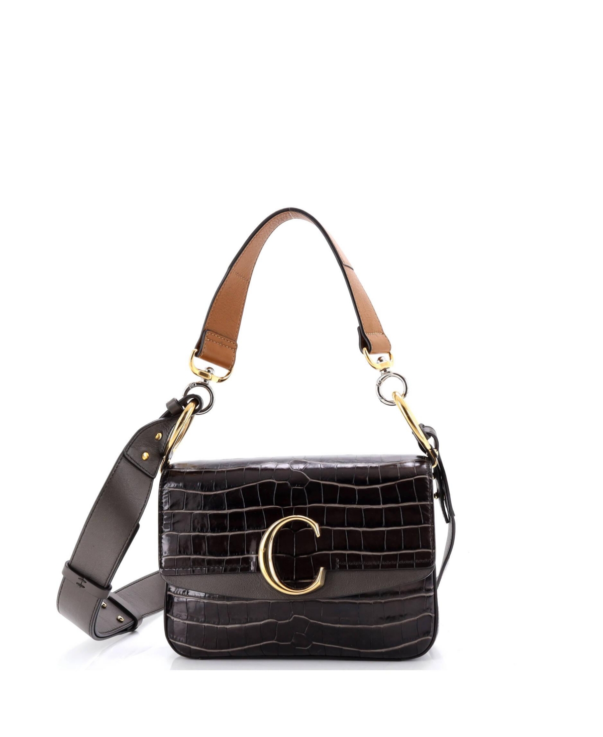 Click here for Pre-Owned Chloe Small C Double Carry Bag Embossed... prices