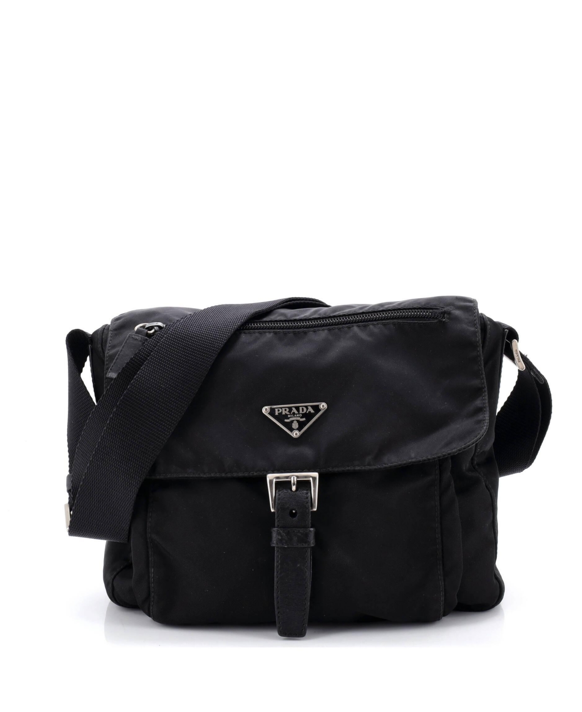 Click here for Pre-Owned Prada Small Buckle Messenger Bag Tessuto... prices
