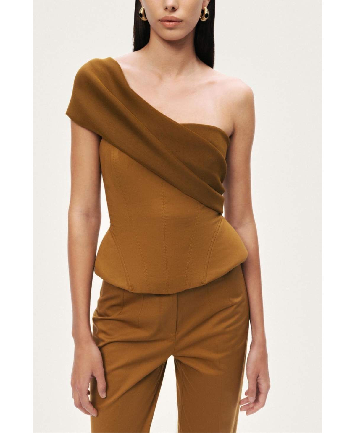 Click here for Nocturne Womens One-Shoulder Draped Gabardine Bust... prices