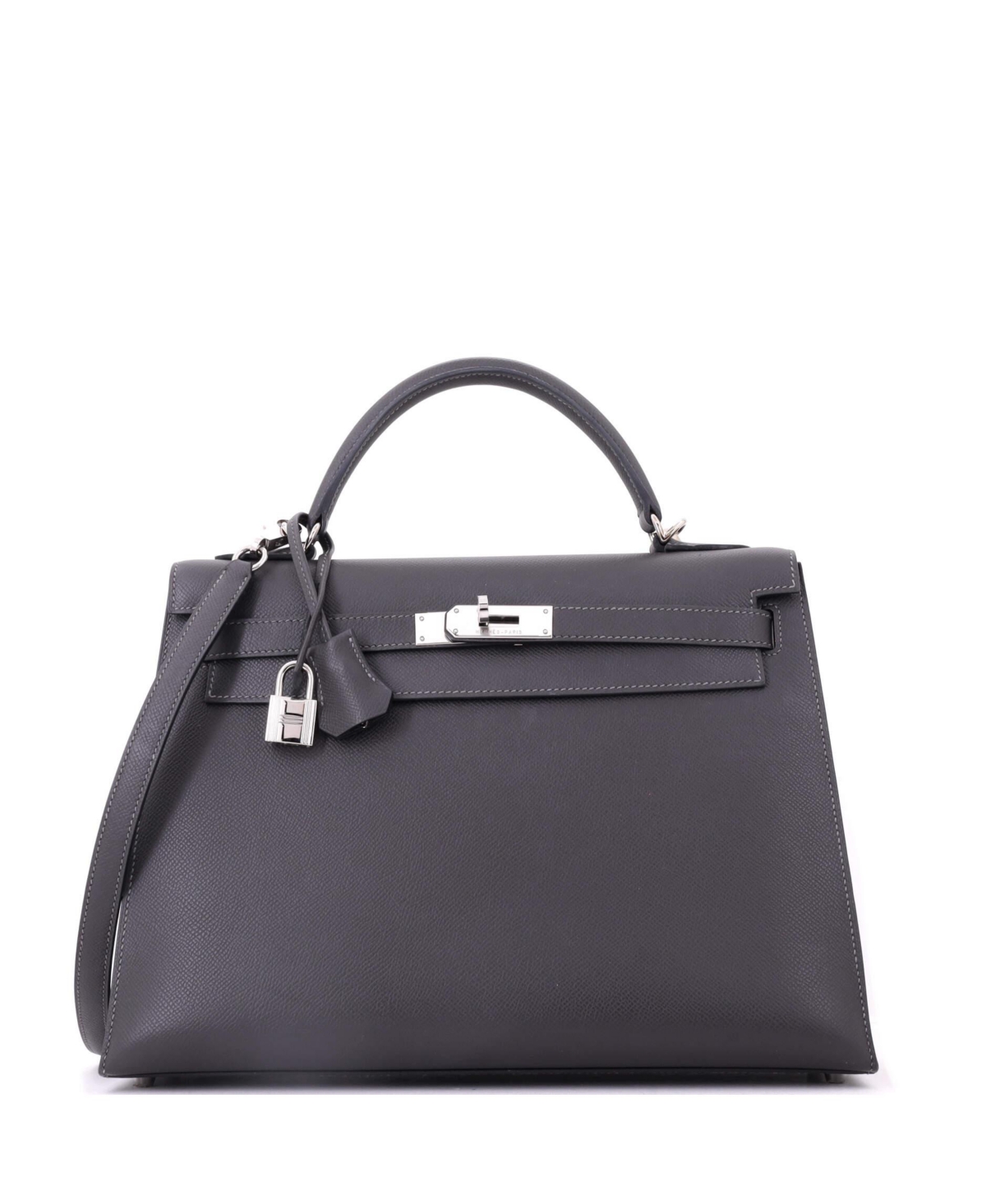 Click here for Pre-Owned HERMES Kelly 32 Handbag Grey Epsom with... prices