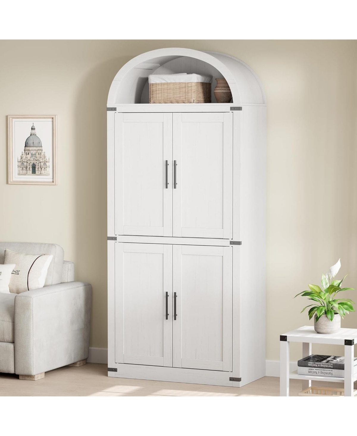 Click here for gaomon Arched Farmhouse Bookshelf with Wooden Door... prices