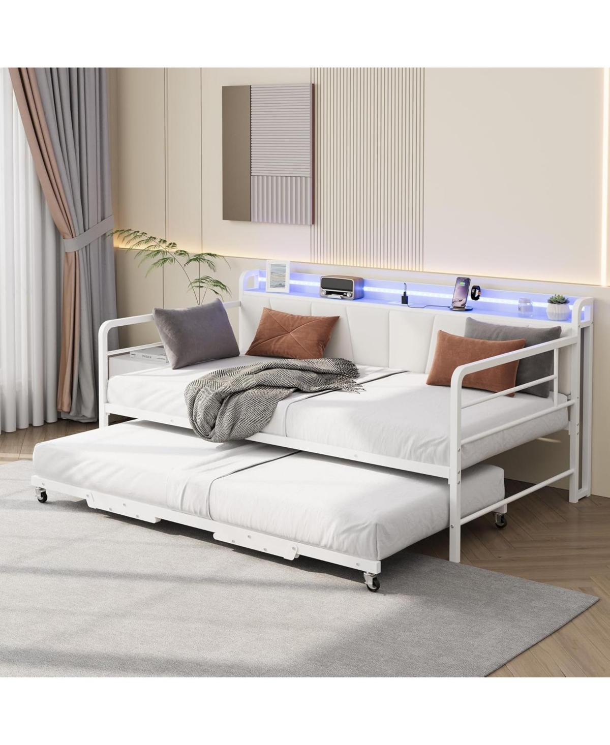 Click here for gaomon Daybed with Trundle and Led Lights  Metal F... prices