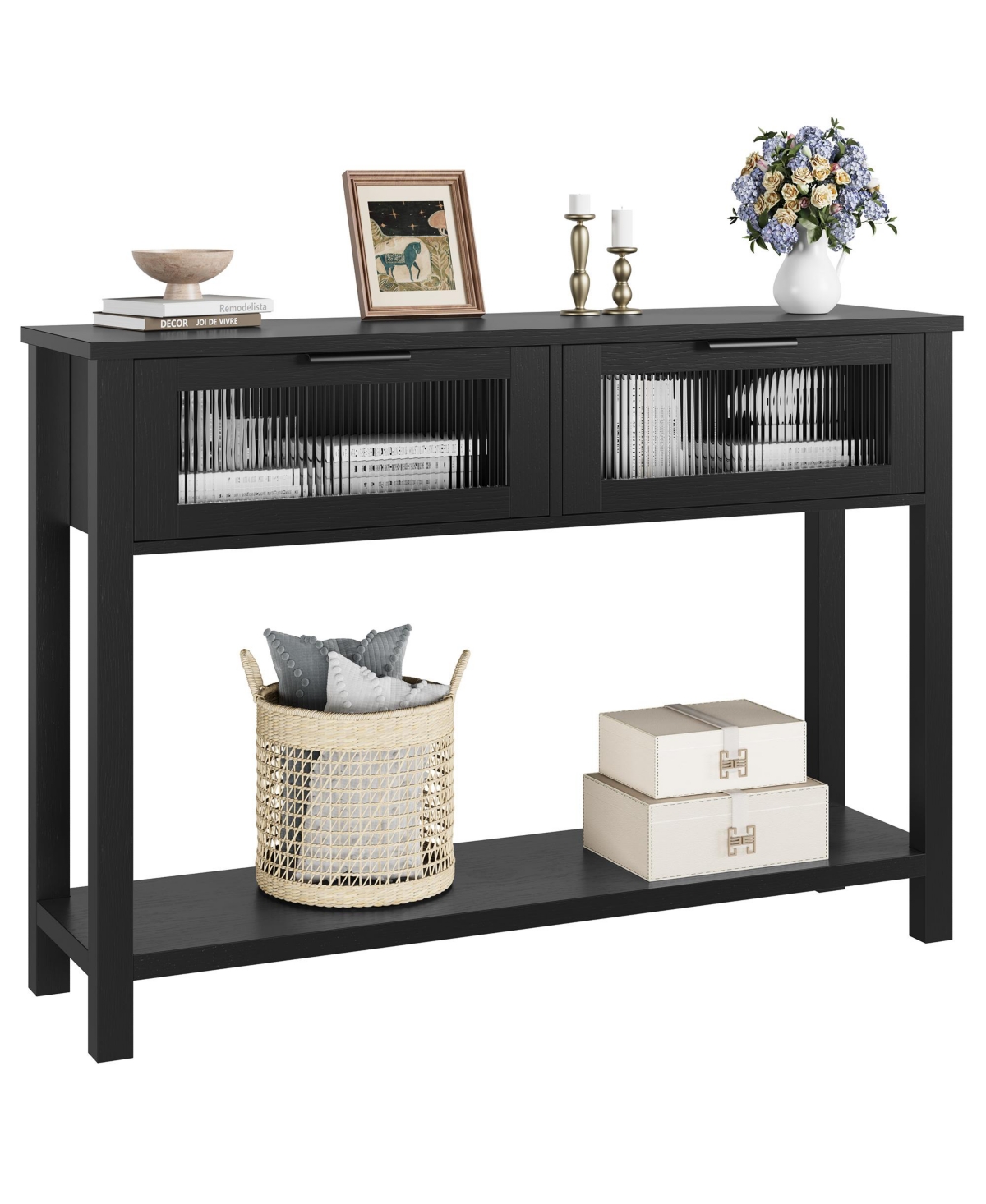 Click here for gaomon 43 2-Glass-Drawer Narrow Sofa Table prices