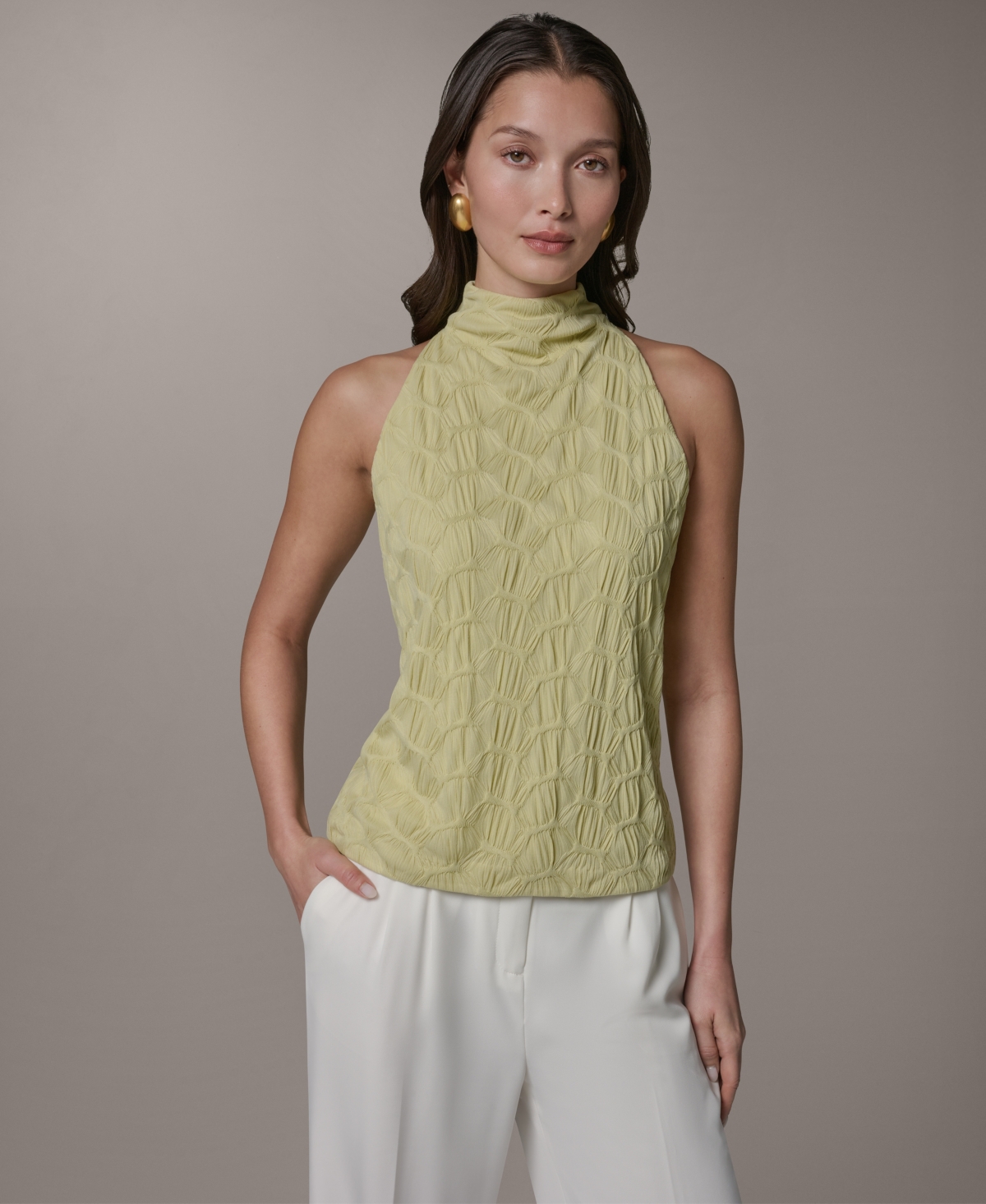 Click here for Donna Karan New York Womens Textured Mock Neck Top... prices