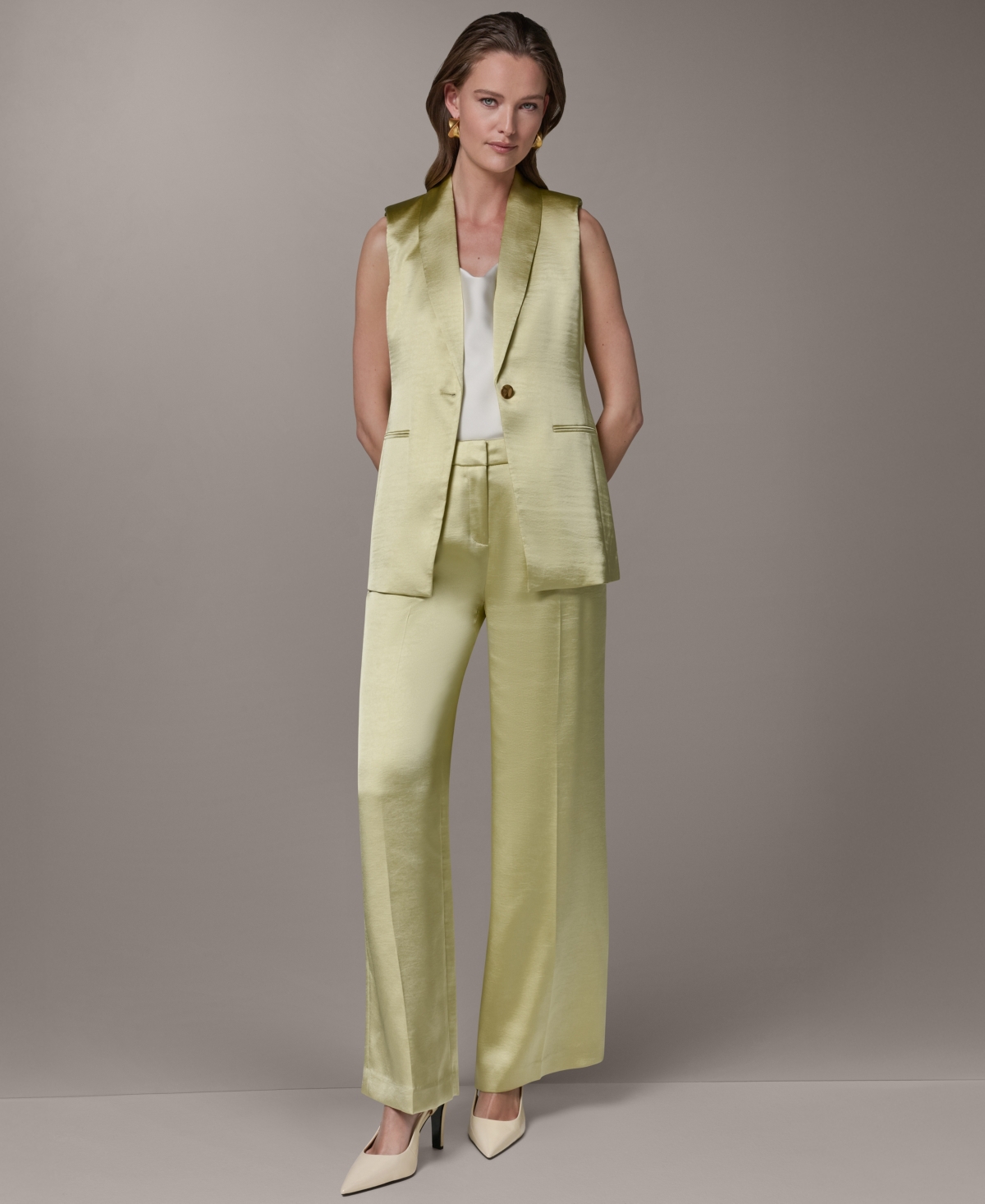 Click here for Donna Karan New York Womens Notch Collar Vest - Ci... prices