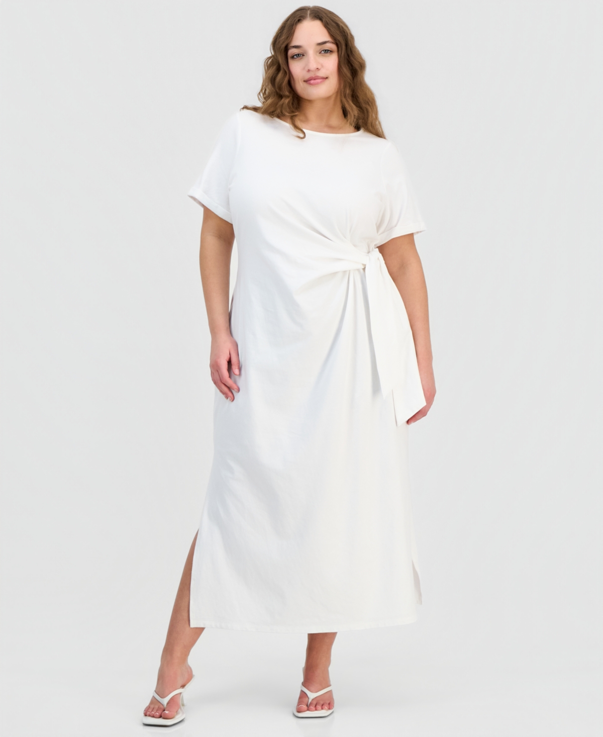 Click here for On 34th Trendy Plus Size Side-Tie Knit Midi Dress... prices