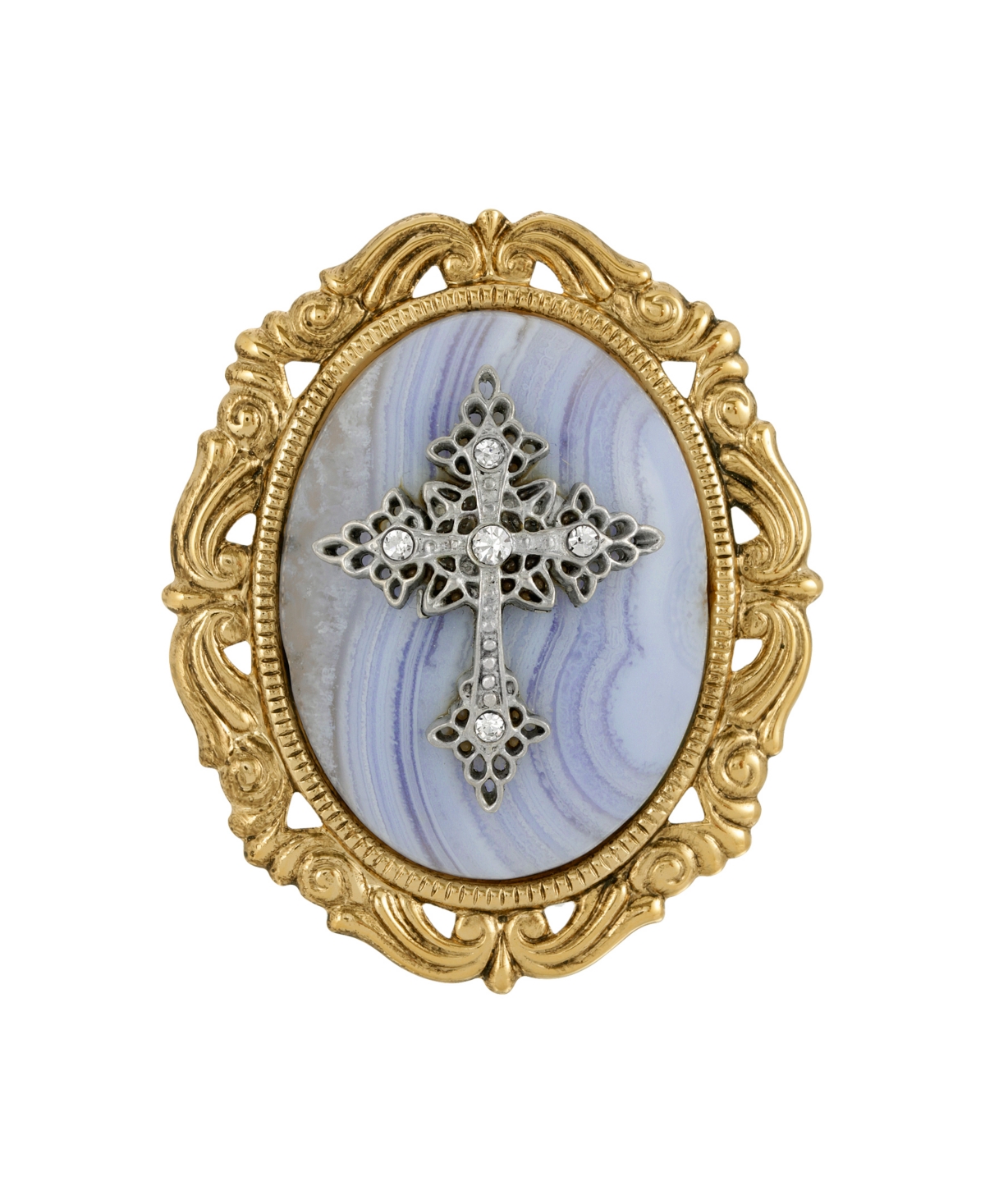 Click here for Symbols of Faith 14k Gold Dipped Blue Lace Agate O... prices