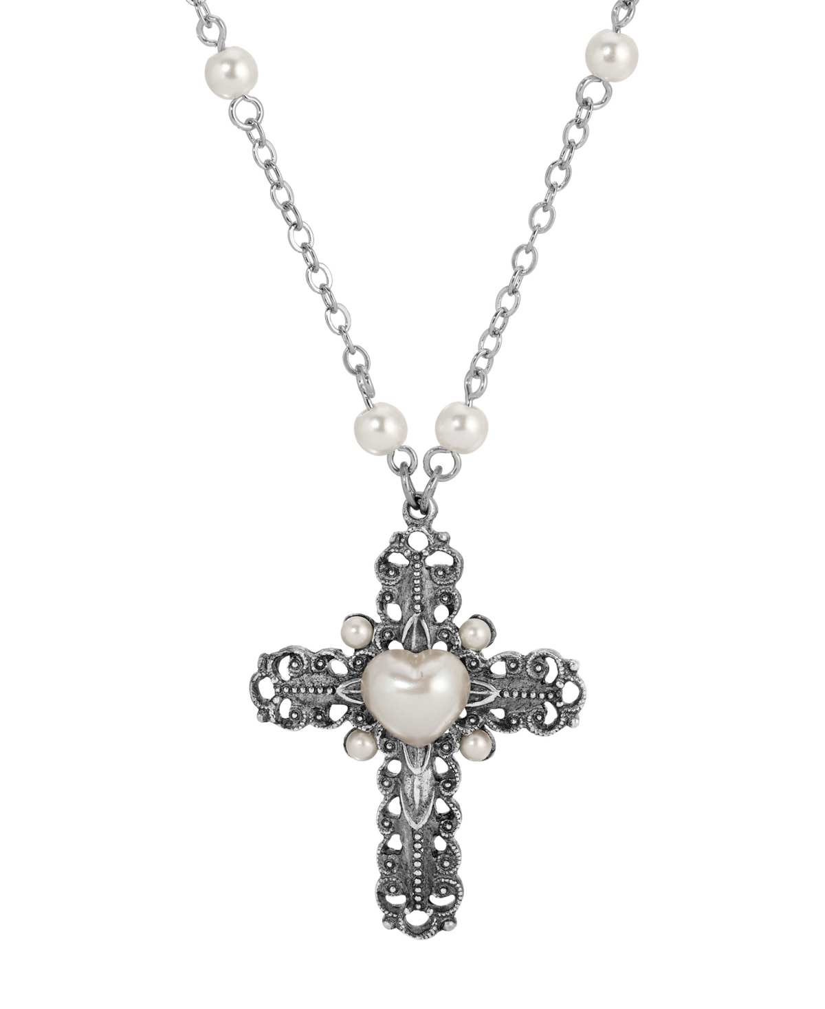 Click here for Symbols of Faith Silver-Tone Cross Heart Imitation... prices