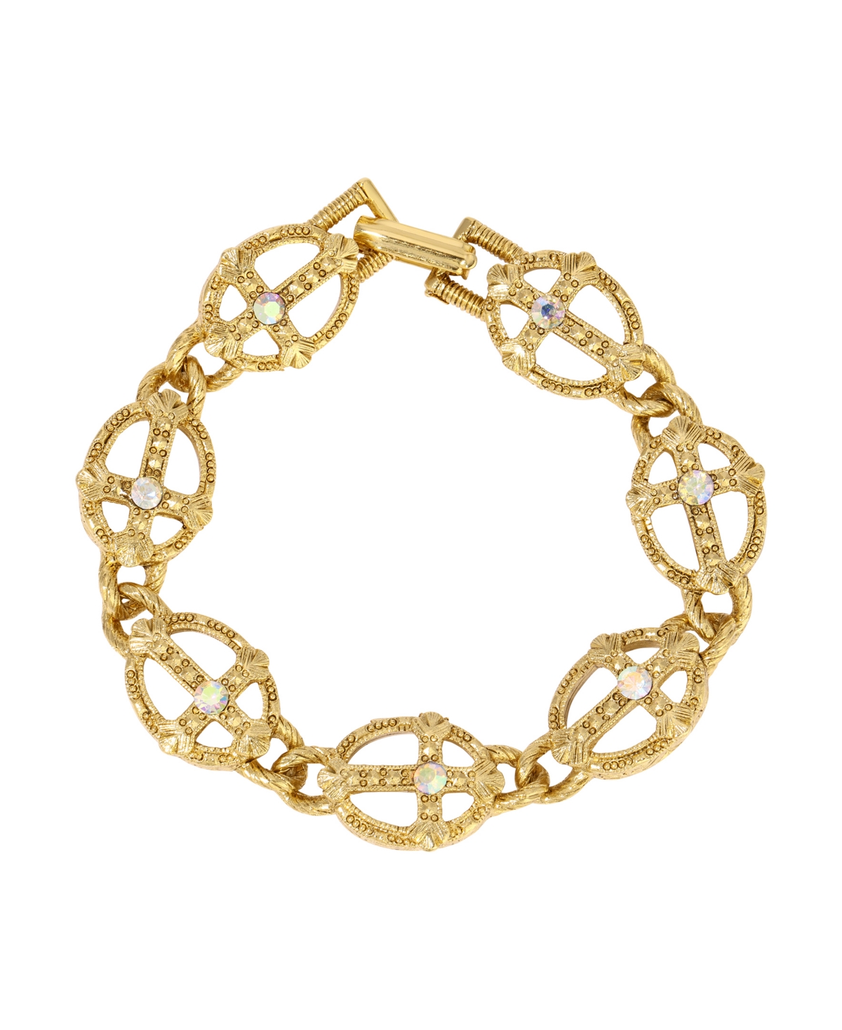 Click here for Symbols of Faith Gold Tone Cross with Crystals Bra... prices