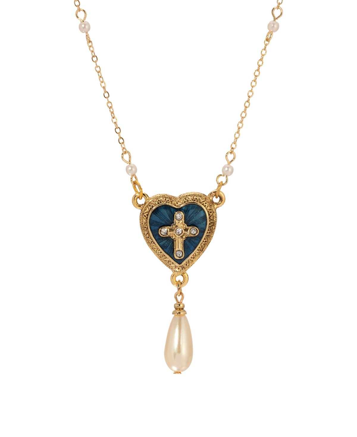 Click here for Symbols of Faith Gold-Tone Blue Enamel Heart Cross... prices