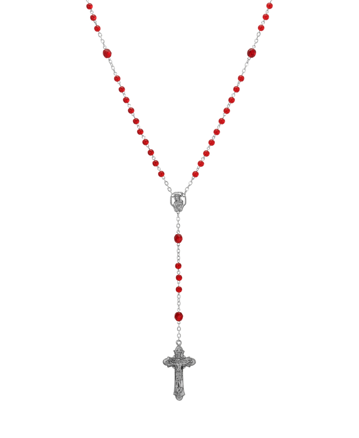 Click here for Symbols of Faith Silver-tone Red Beaded Crucifix R... prices