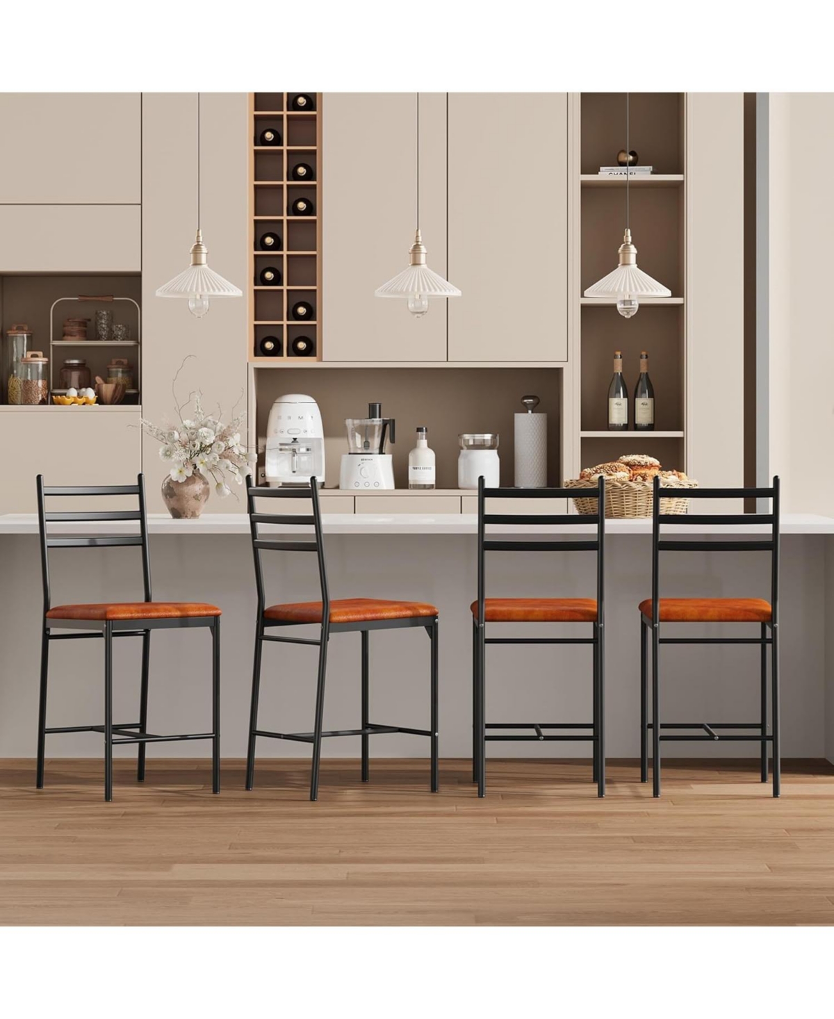 Click here for gaomon Dining Chair Bar Stools Set of 4 - Faux Lea... prices