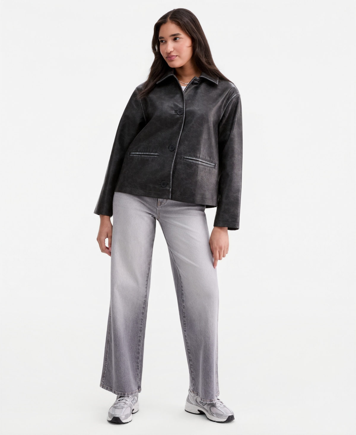 Click here for CoffeeShop Womens Faux-Leather Bomber Jacket - Bla... prices
