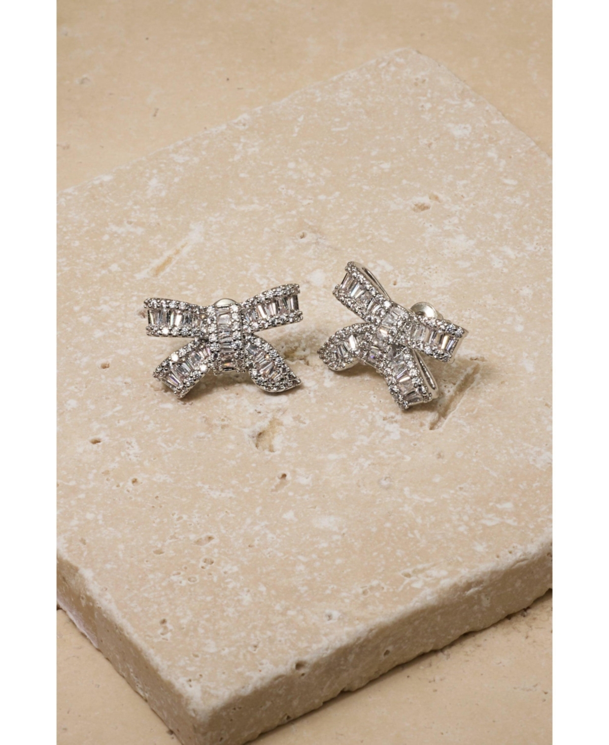 Click here for Untamed Petals Alicia Crystal Bow Studs - Silver prices