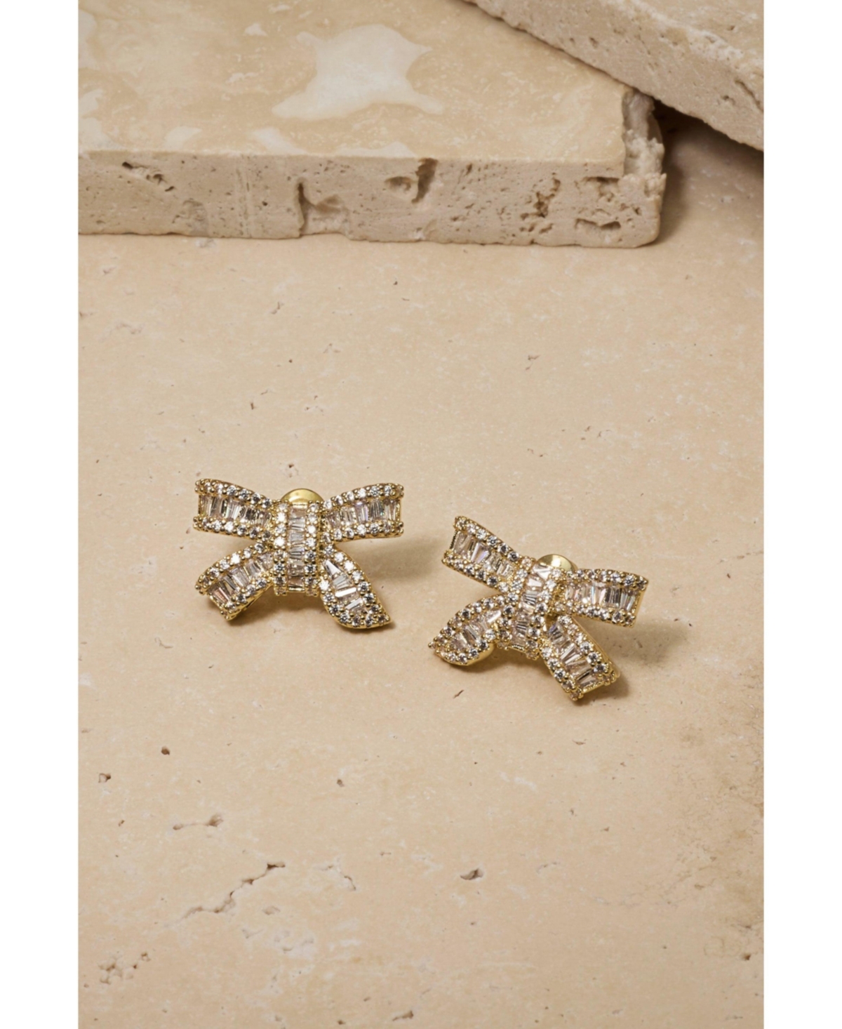 Click here for Untamed Petals Alicia Crystal Bow Studs - Gold prices