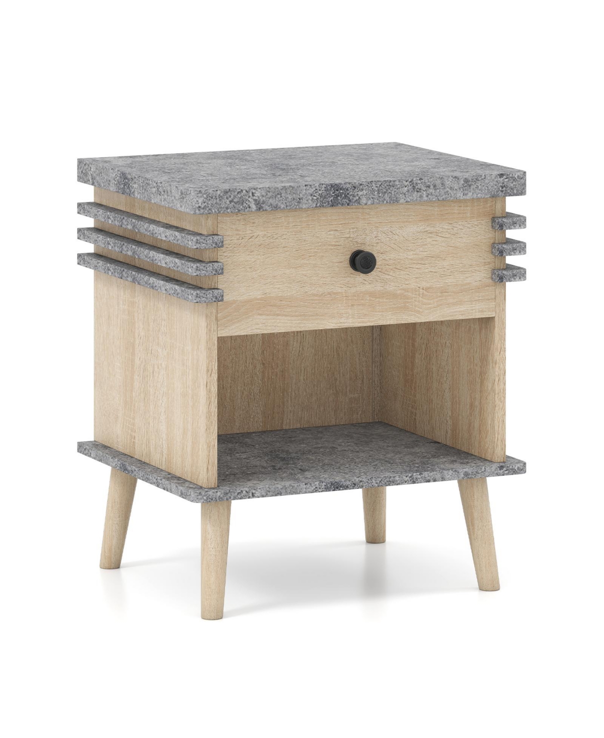Click here for Gouun 3-Tier Bedside Table with Faux Marble Top  D... prices