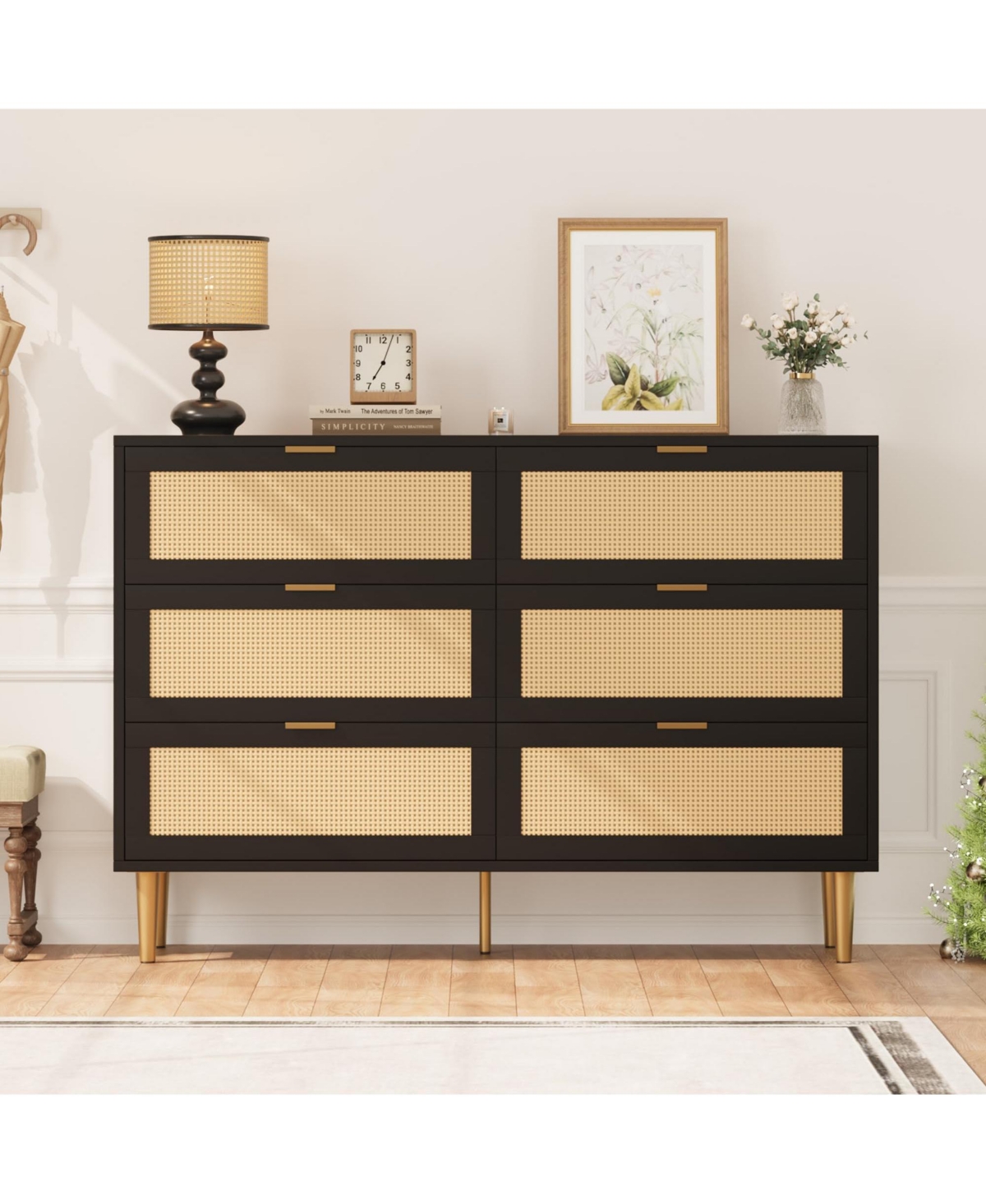 Click here for gaomon 6 Drawer Rattan Dresser for Bedroom  Bohemi... prices