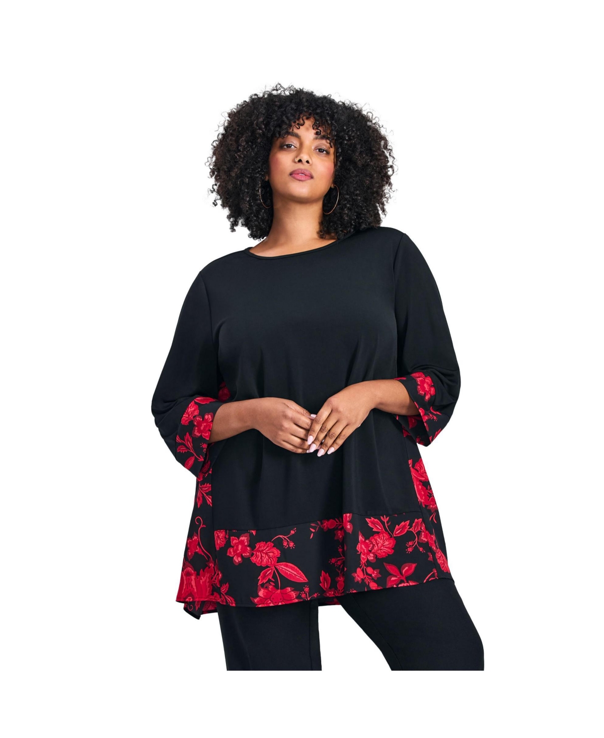 Click here for Avenue Plus Size Marion Mixed Media Womens Tunic -... prices
