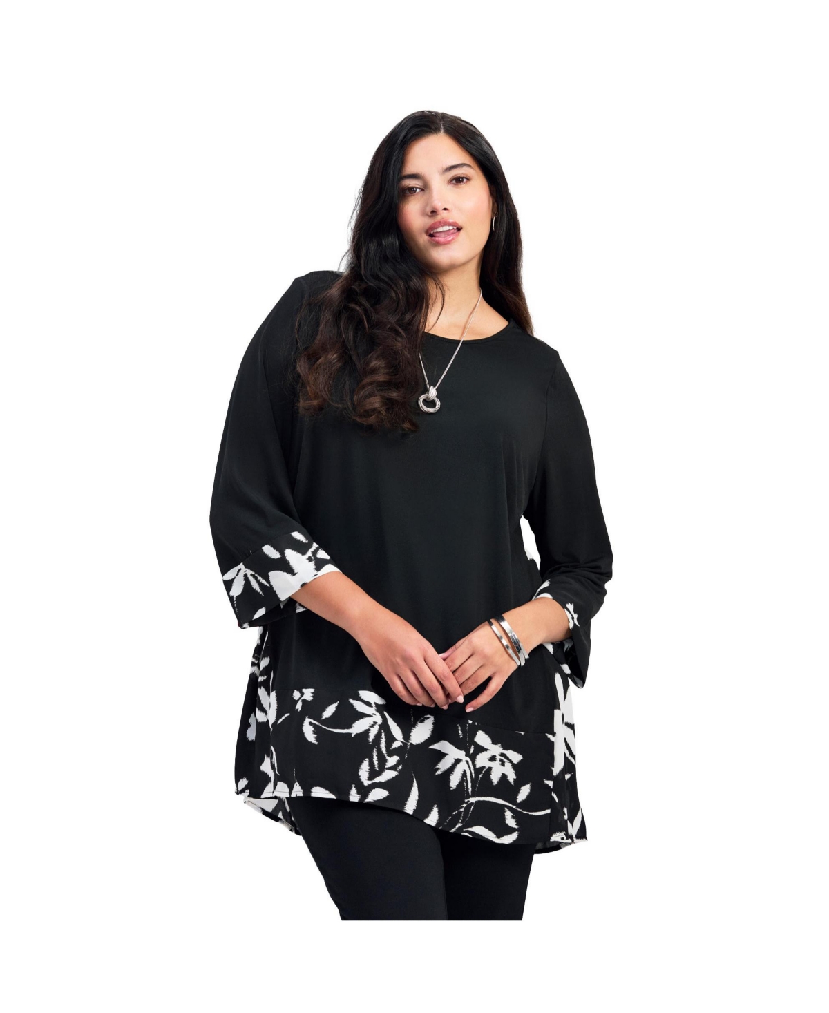 Click here for Avenue Plus Size Marion Mixed Media Womens Tunic -... prices