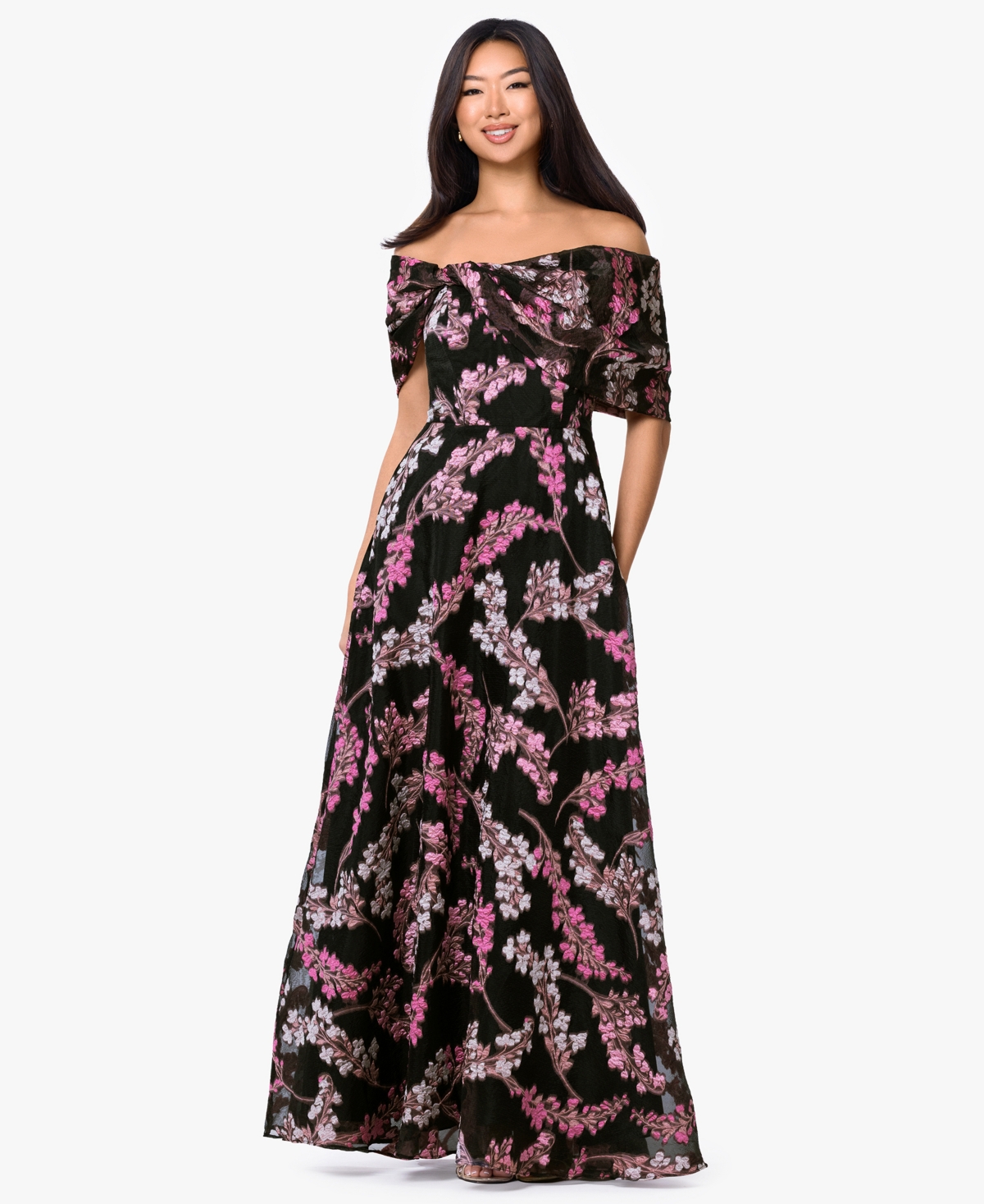 Click here for Betsy & Adam Womens Off-The-Shoulder Twist Dress -... prices