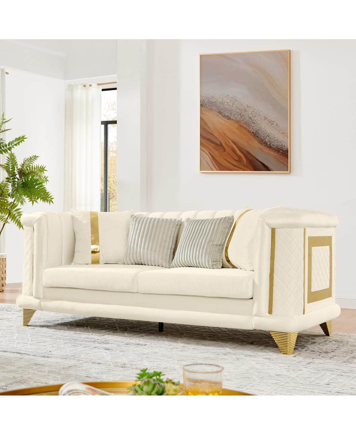 Click here for Streamdale Furniture Velvet 3-Seater Sofa with Gol... prices