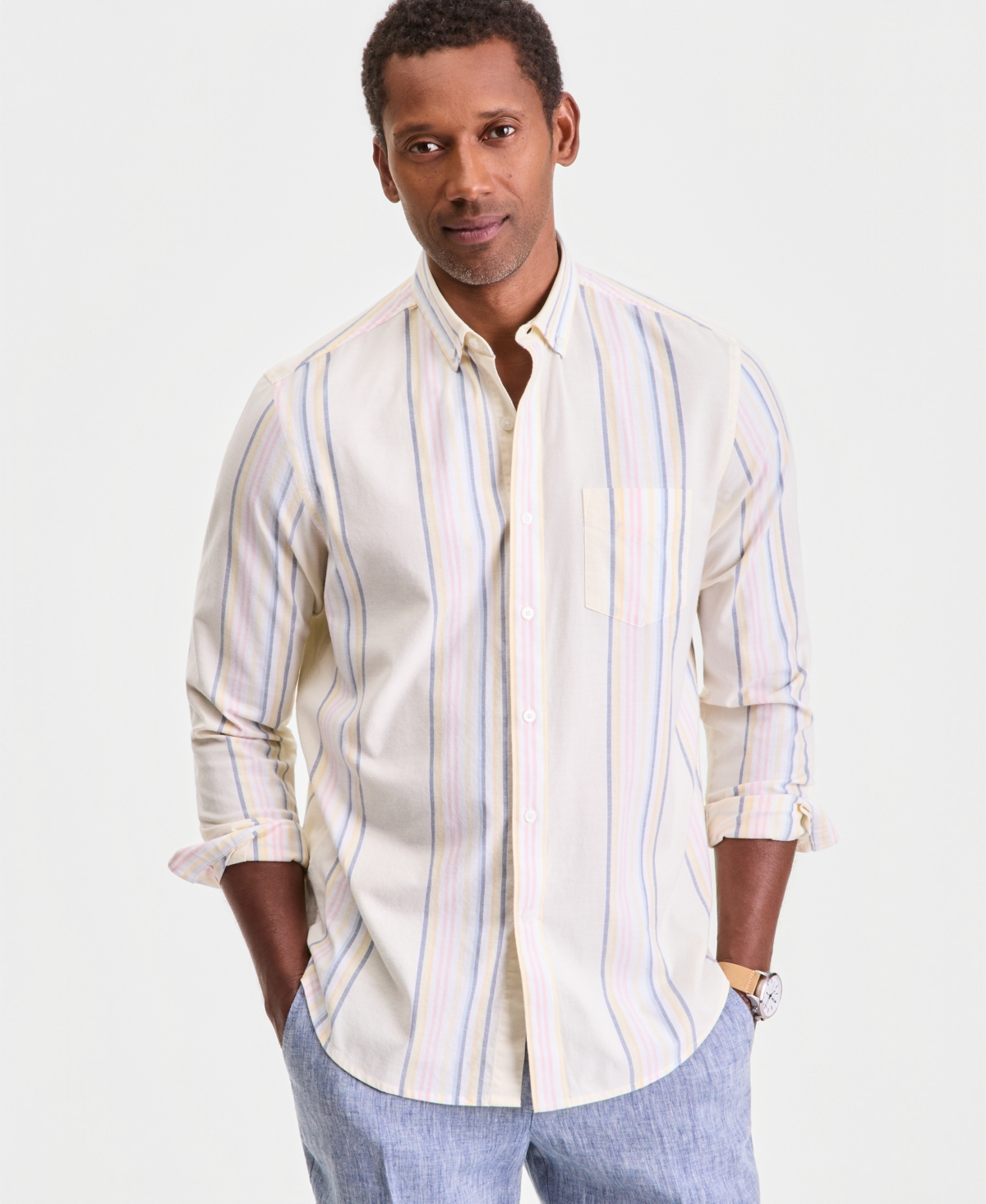 Click here for Club Room Mens Long-Sleeve Printed Oxford Shirt  M... prices