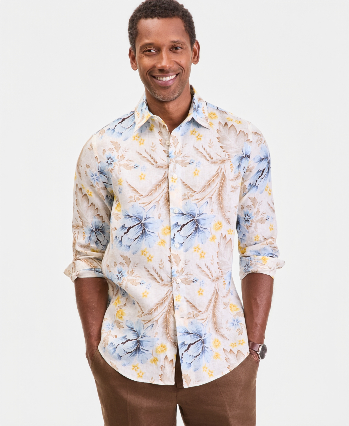 Click here for Club Room Mens Long-Sleeve Lino Stripe Linen Shirt... prices