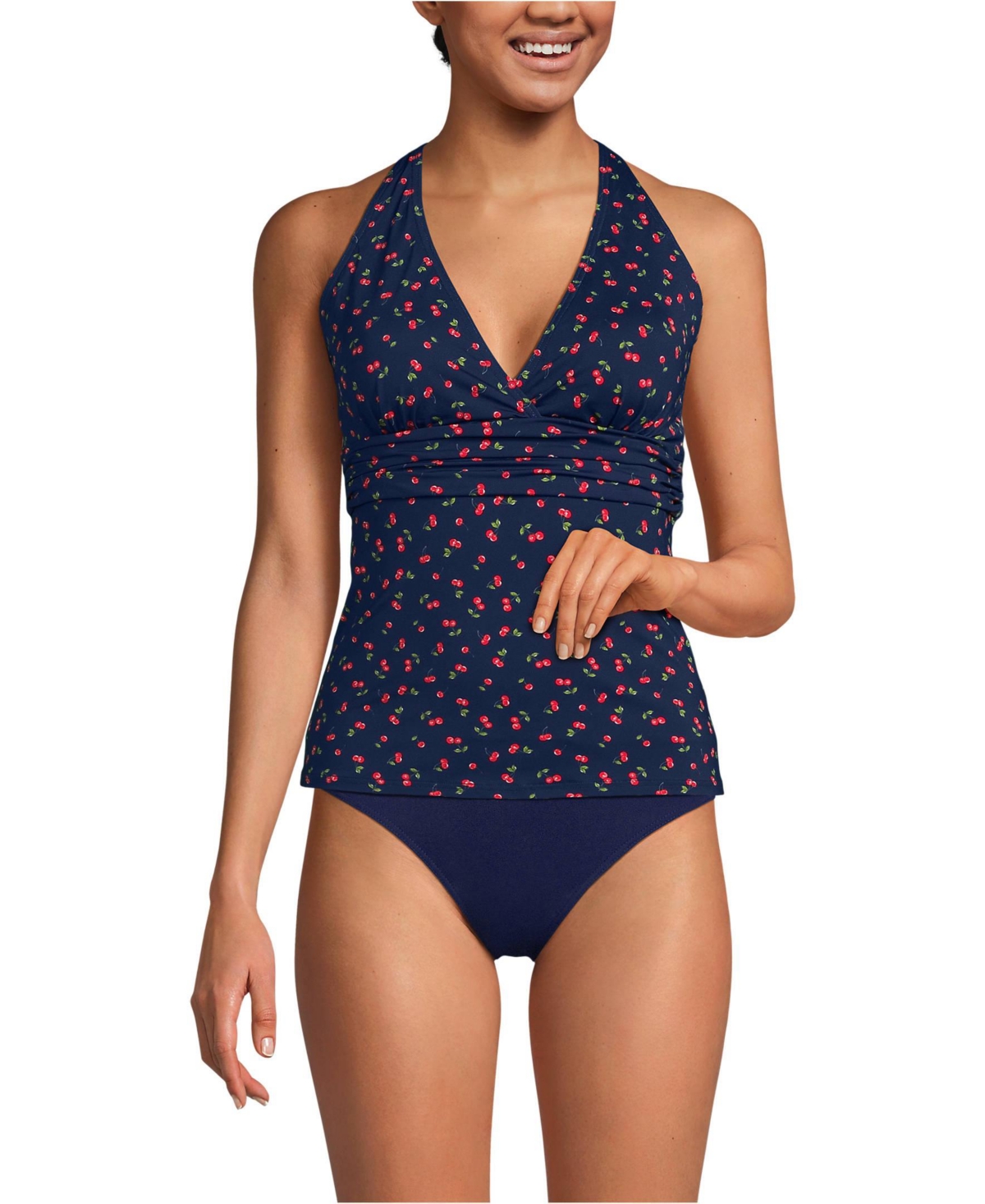 Click here for Lands End Womens V-Neck Plunge X Back Tankini Top... prices