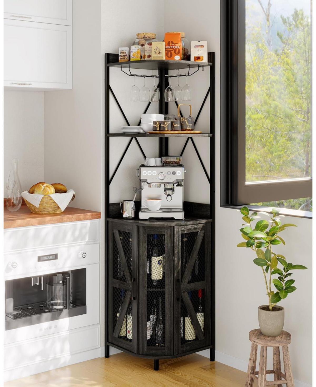 Click here for gaomon Corner Wine Cabinet with Power Outlet  Led... prices