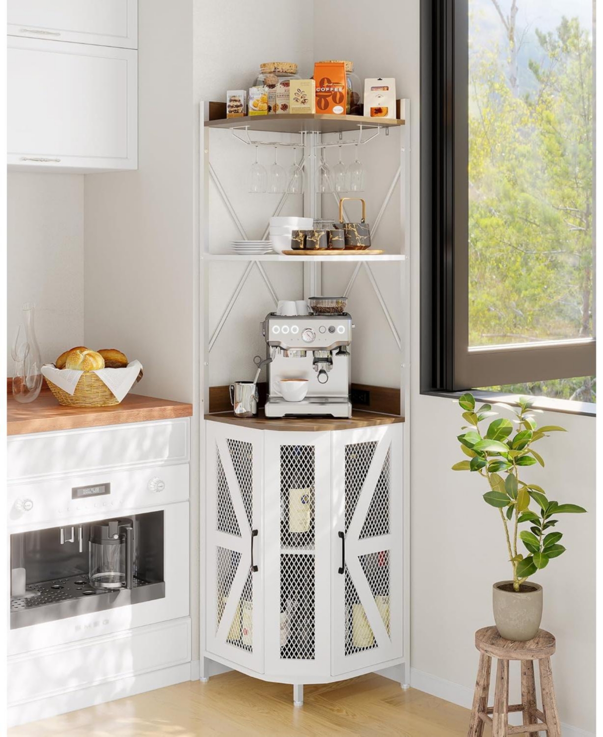 Click here for gaomon Corner Wine Cabinet with Power Outlet  Led... prices