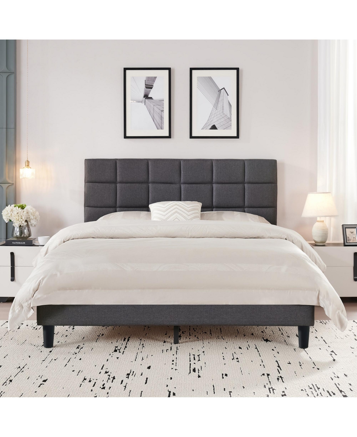 Click here for Sailvan Bed Frame with Fabric Upholstered Headboar... prices