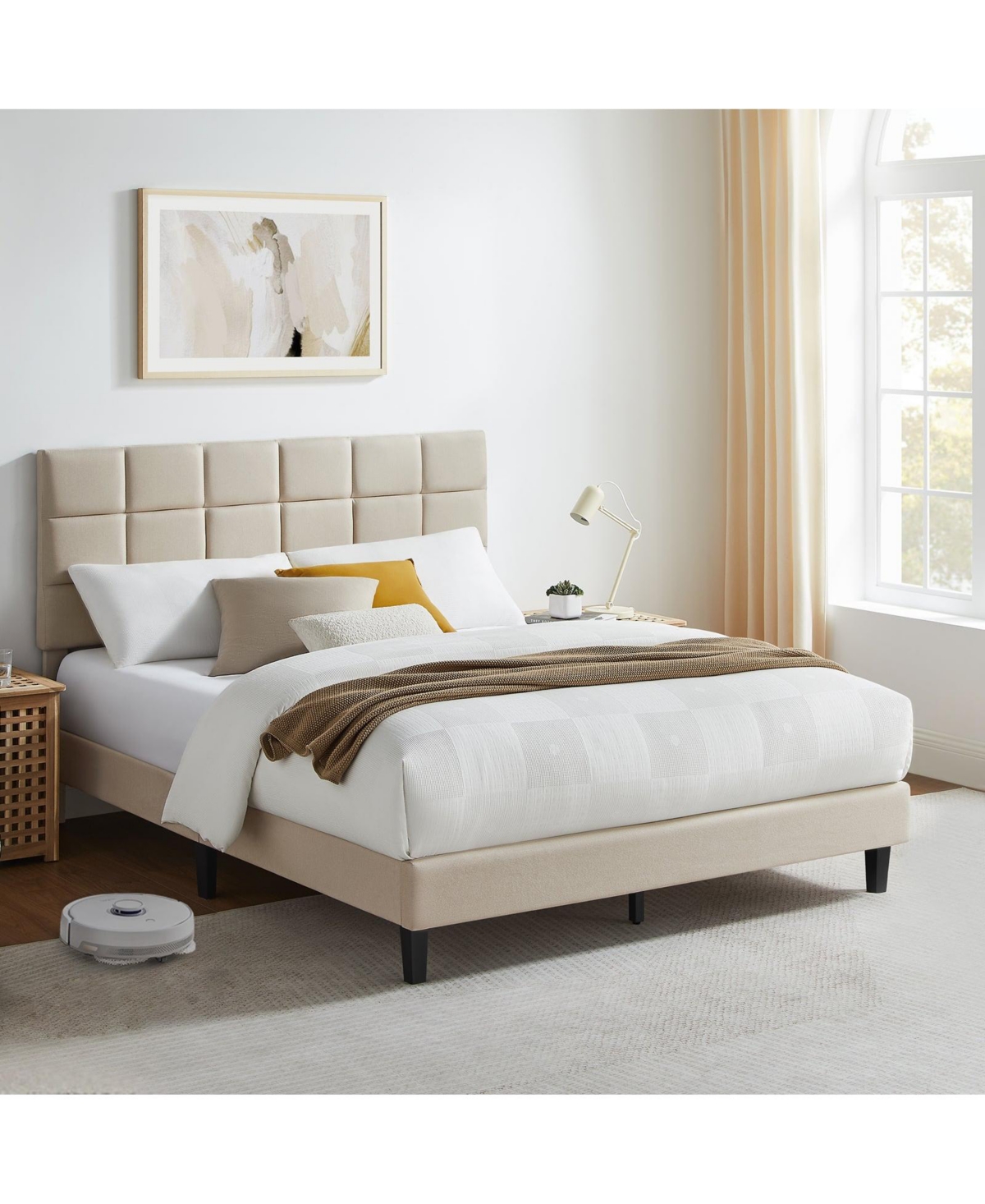 Click here for Sailvan Bed Frame with Fabric Upholstered Headboar... prices