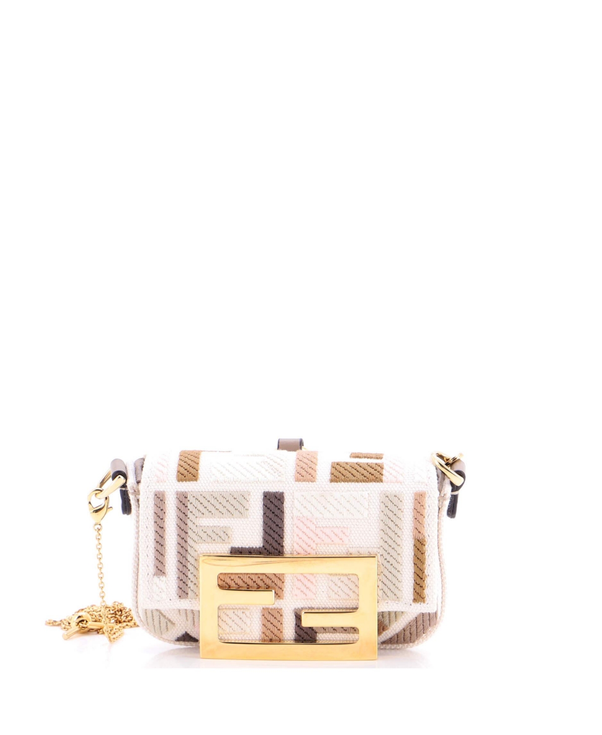 Click here for Pre-Owned Fendi Nano Chain Baguette Charm Bag Zucc... prices