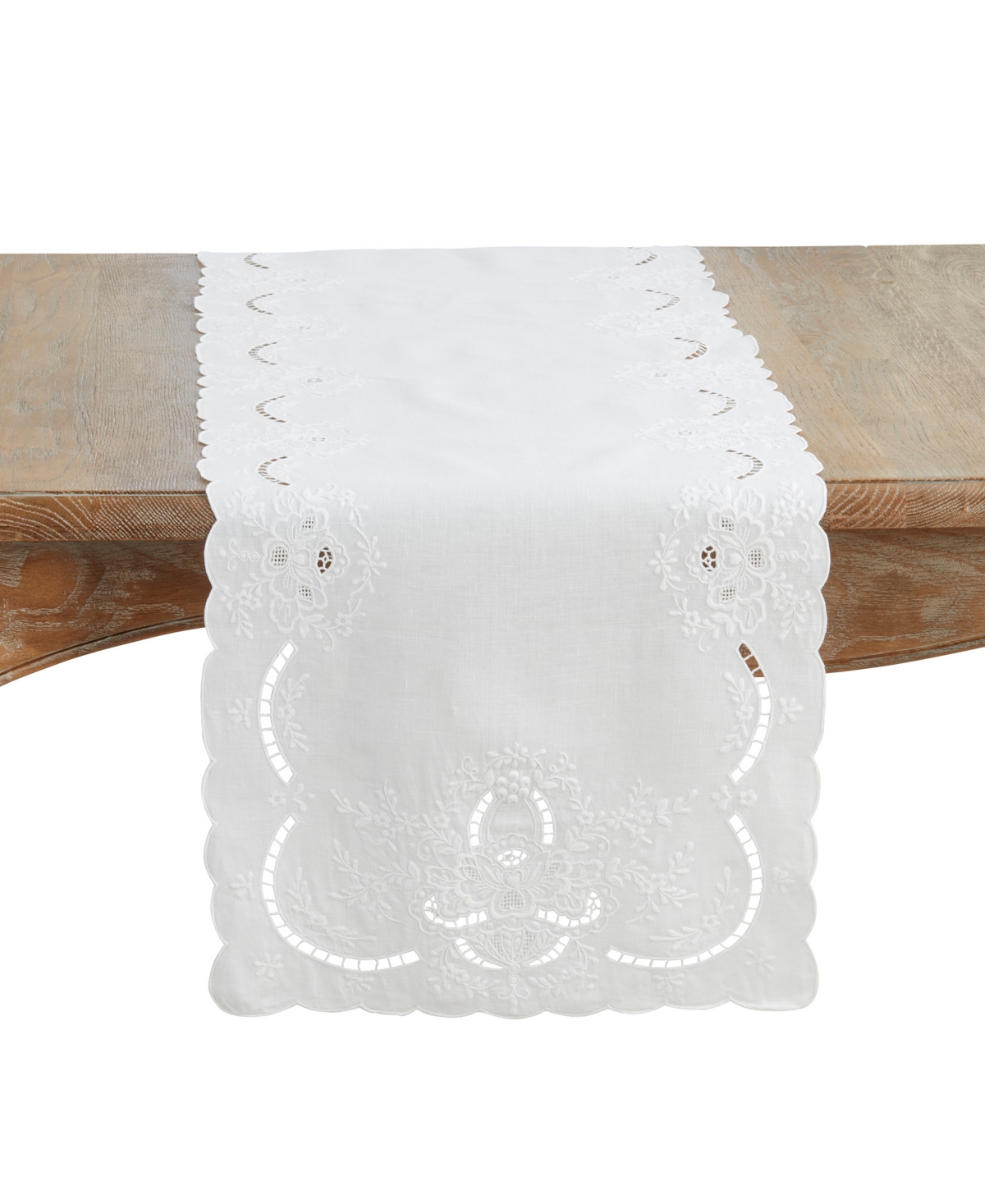 Click here for Saro Lifestyle Embroidered Linen Scalloped Table R... prices