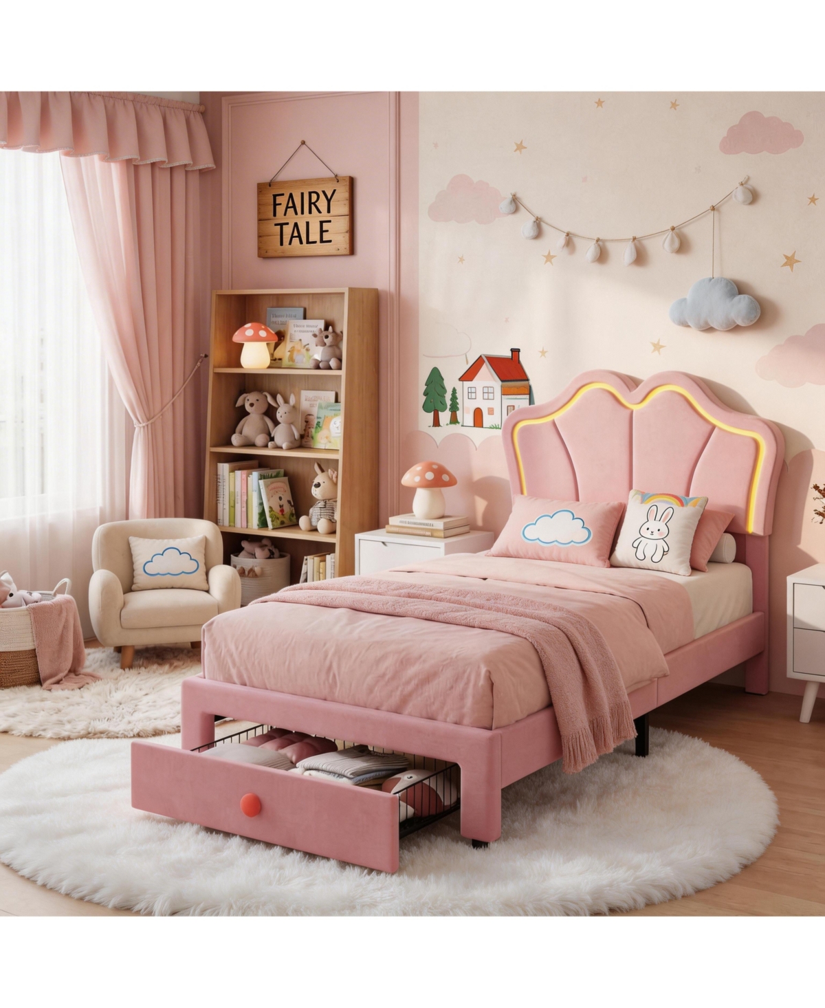 Click here for Homfan Bed Frame with Storage Drawer  Velvet Uphol... prices