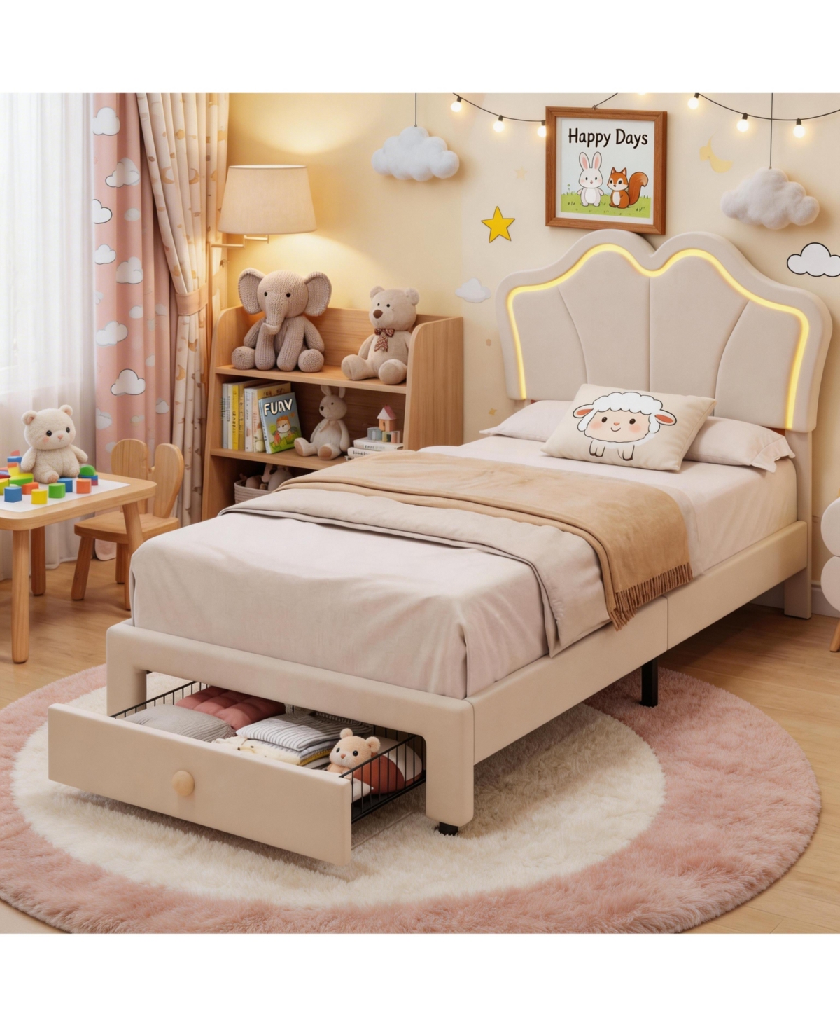 Click here for Homfan Bed Frame with Storage Drawer  Velvet Uphol... prices