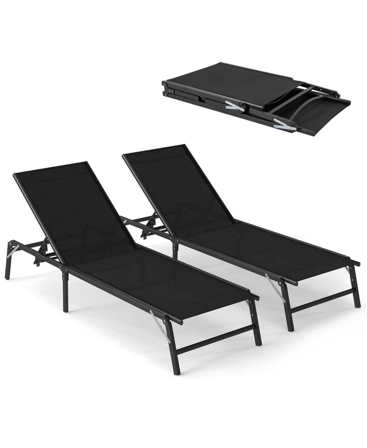 Click here for Slickblue Chaise Lounge Chair Set of 2 Foldable Pa... prices