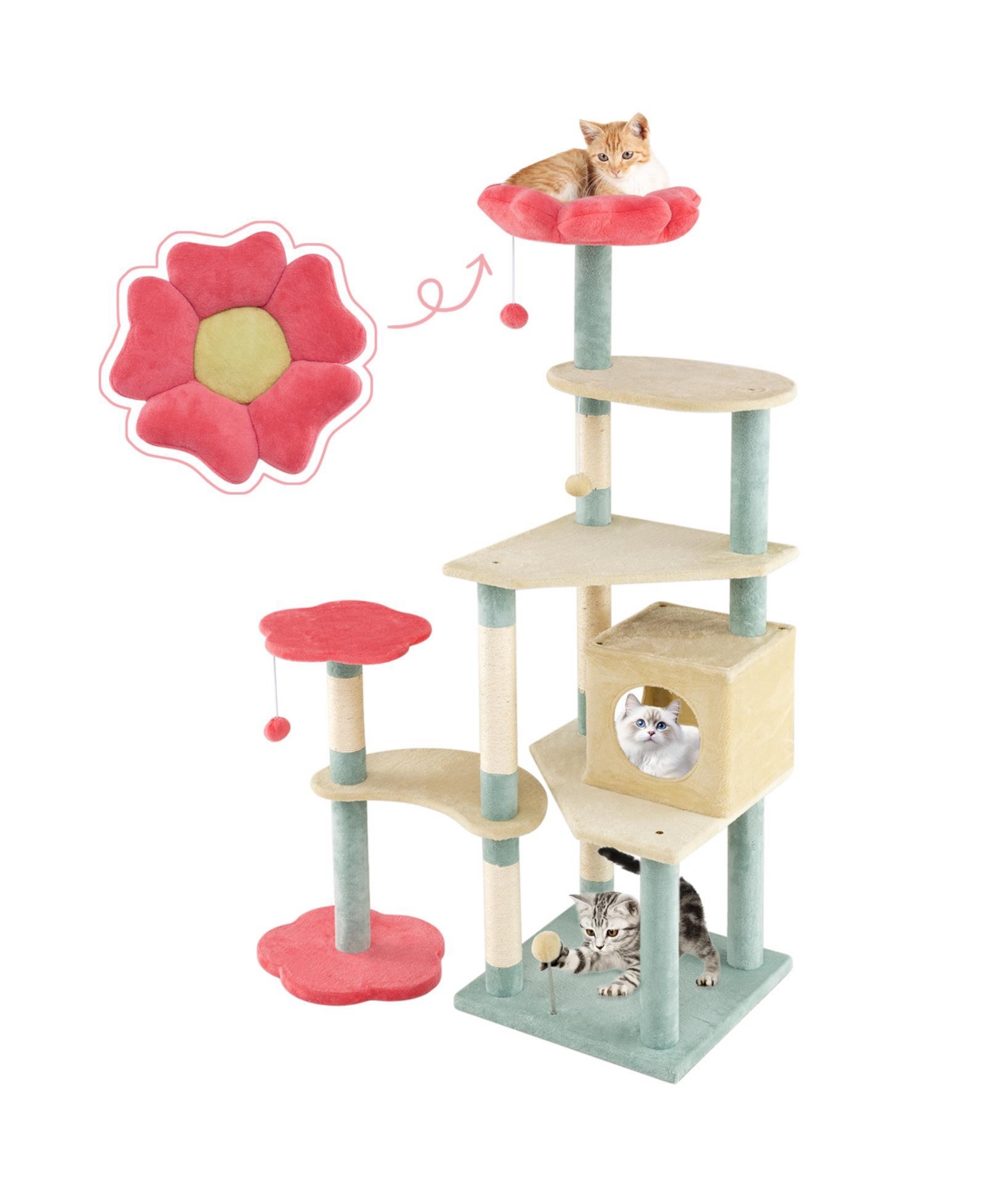 Click here for Cozito Cat Tower Aesthetic Floral with Flower Shap... prices